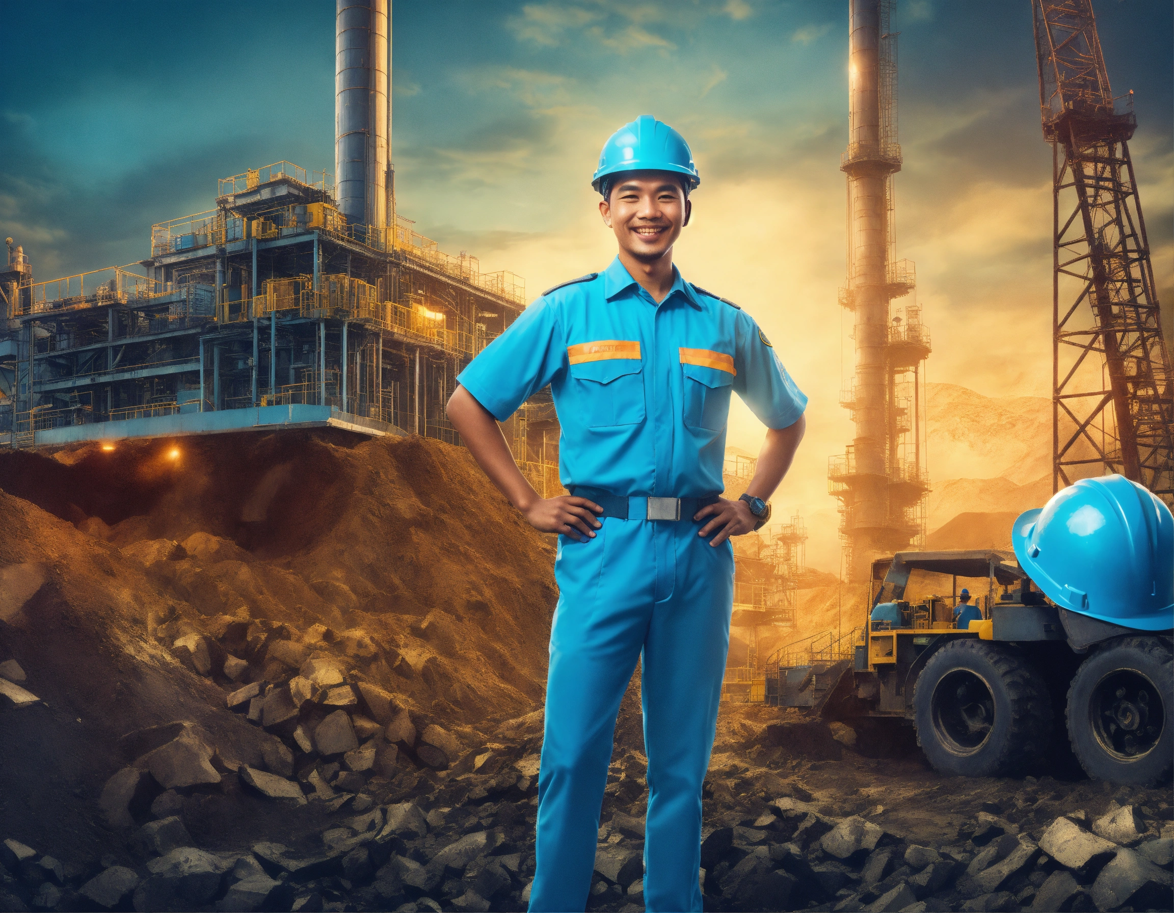 Lexica - Young technical officer wearing light blue engineering uniform ...