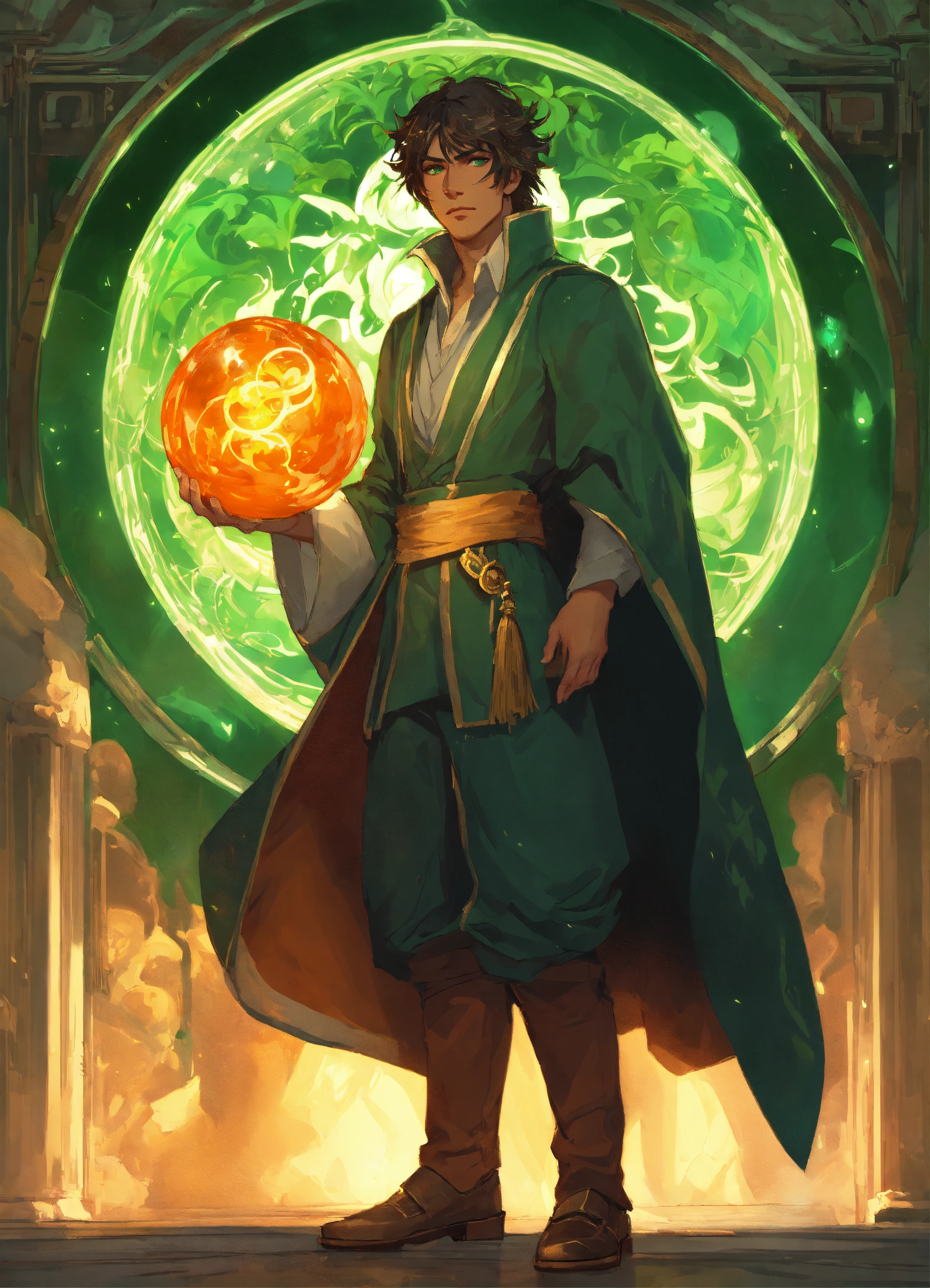 Lexica - Handsome, human, imperial male wizard with glowing fire orb ...