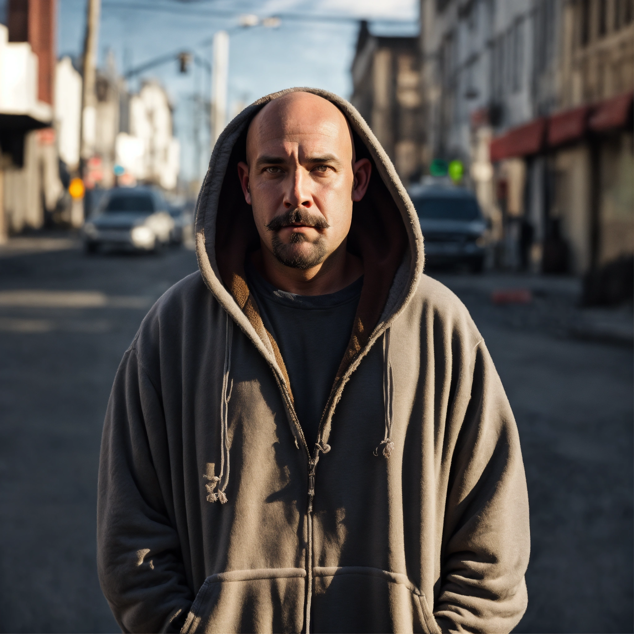 Lexica - A HOMELESS HUGE MAN WITH A HUGE LUMPY BALD HEAD, A TINY GOATEE ...