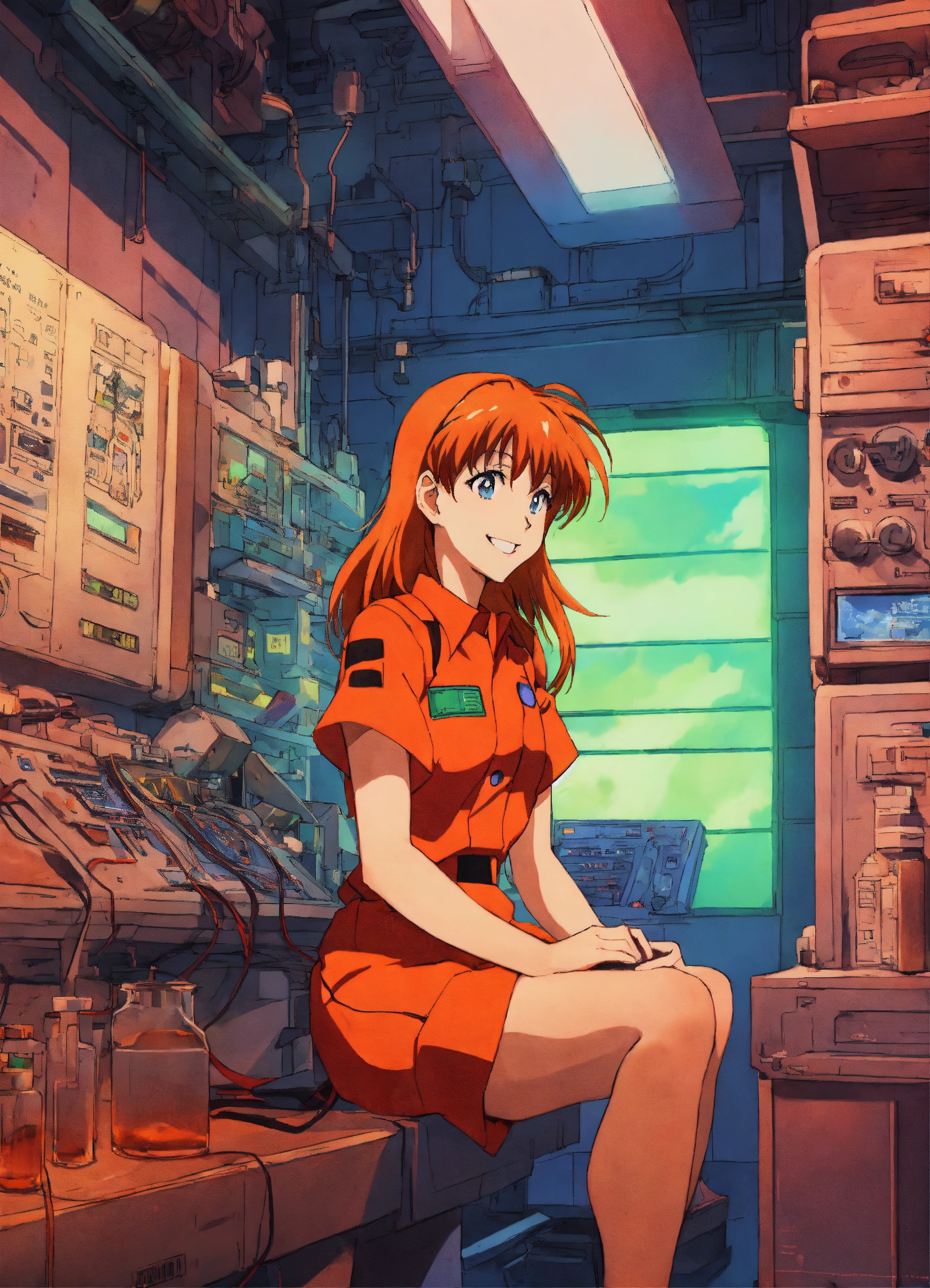 Lexica - Anime illustration of smiling happy Asuka Langley Soryu from ...
