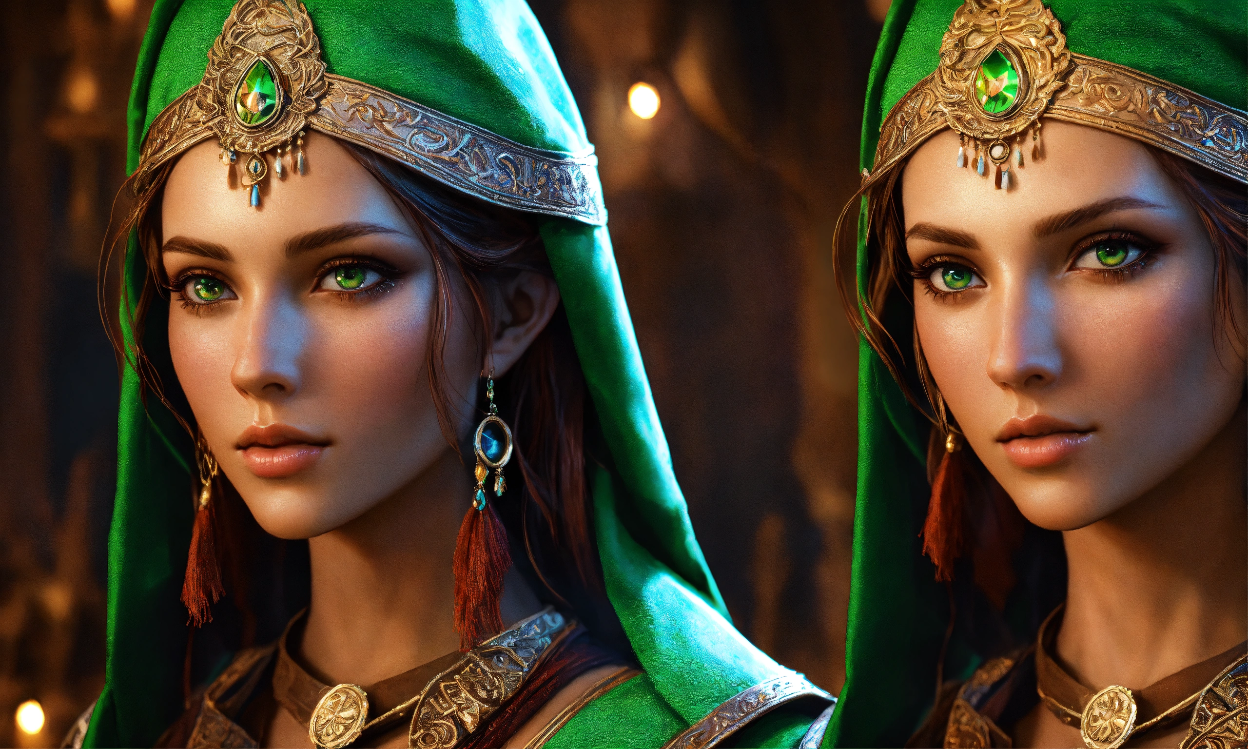 Lexica - Tamerlane female elf in medieval style, turkish clothes, green ...