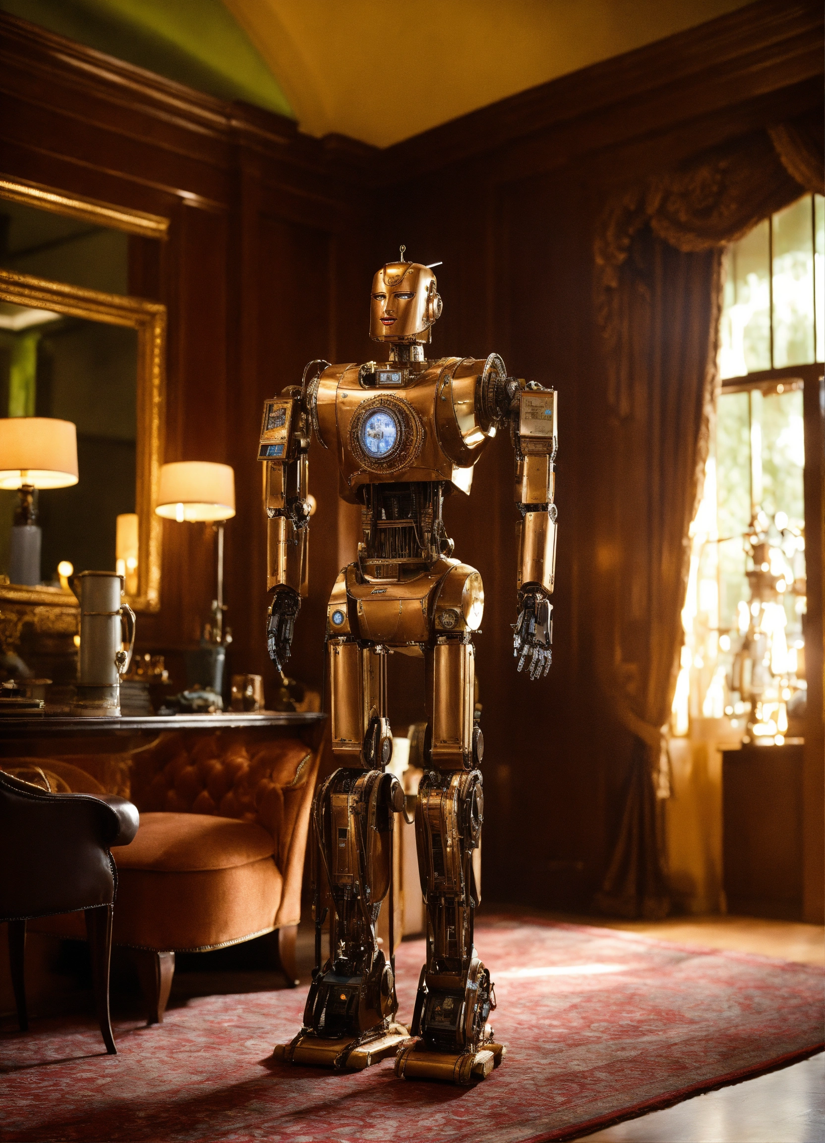 Lexica - Brad Pitt’s Robot Butler” Craft an image of Brad Pitt with a ...