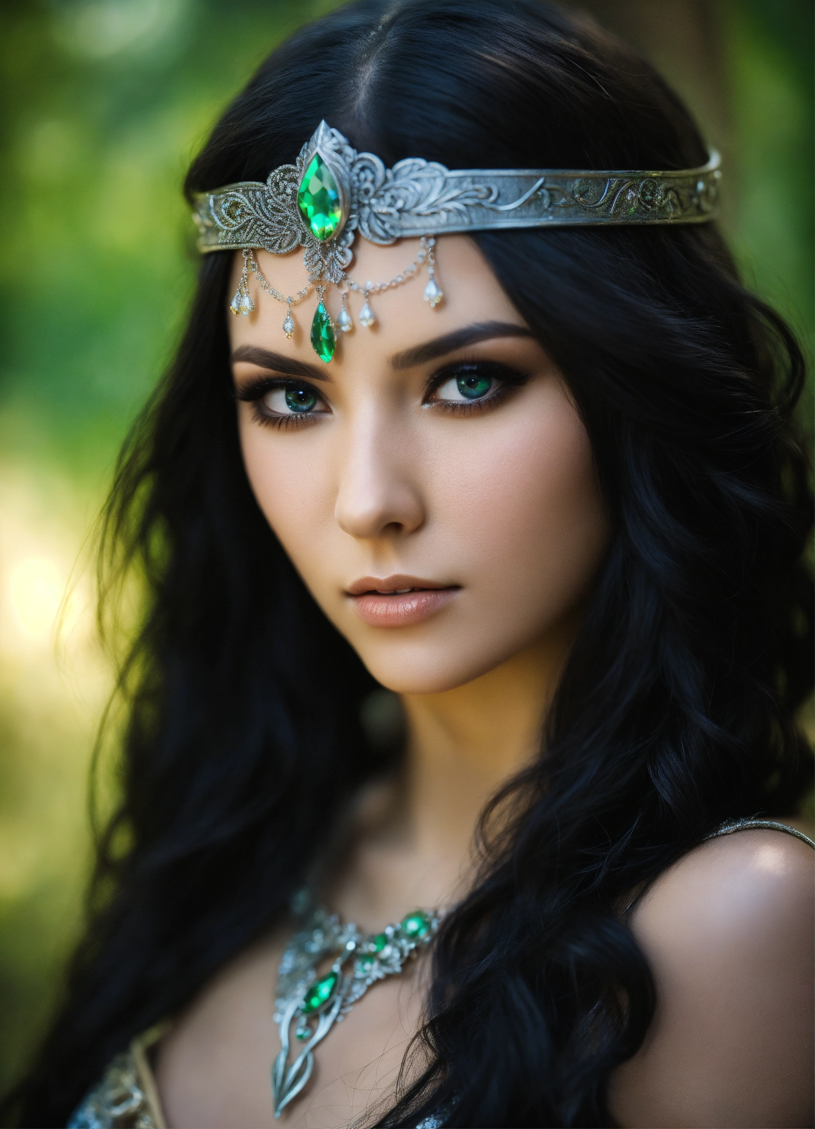 Lexica - Beautiful elven woman with black hair and silver eyes