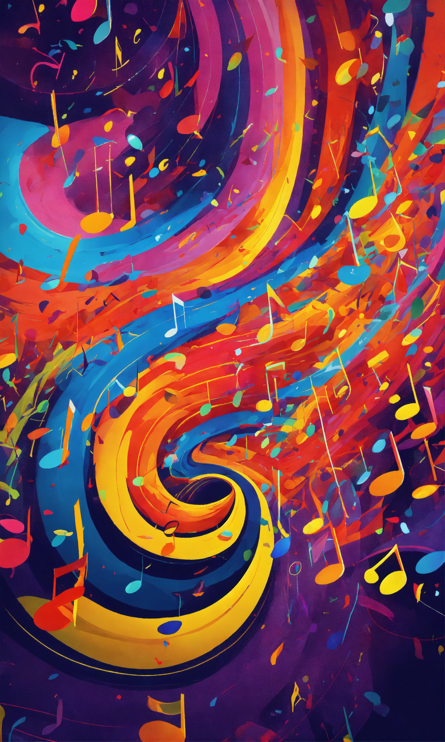 Lexica - Bright, swirling music notes transforming into colorful ...