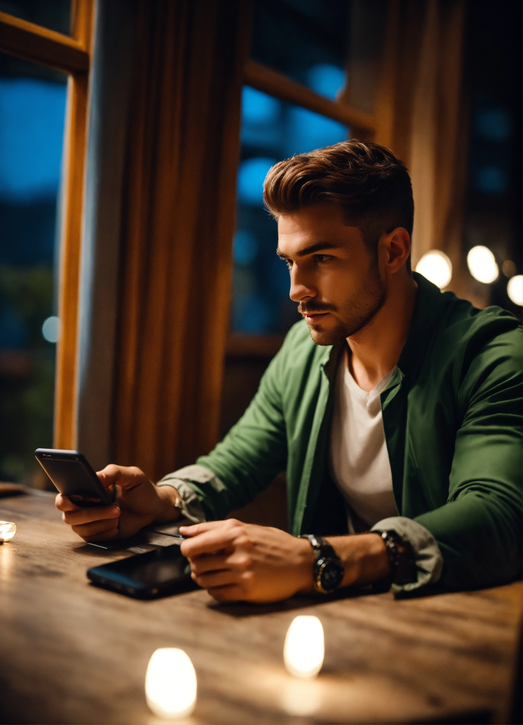 Lexica - Cinematic photo handsome, charming, stalker creep looking at ...