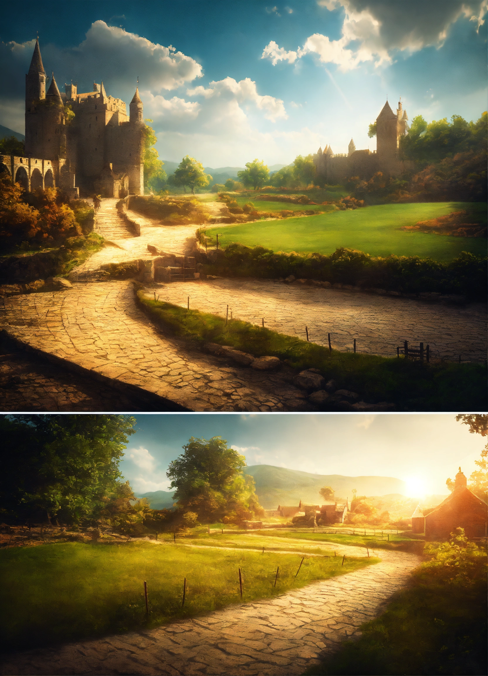 Lexica - Create a design Medieval background with fantasy lighting ...