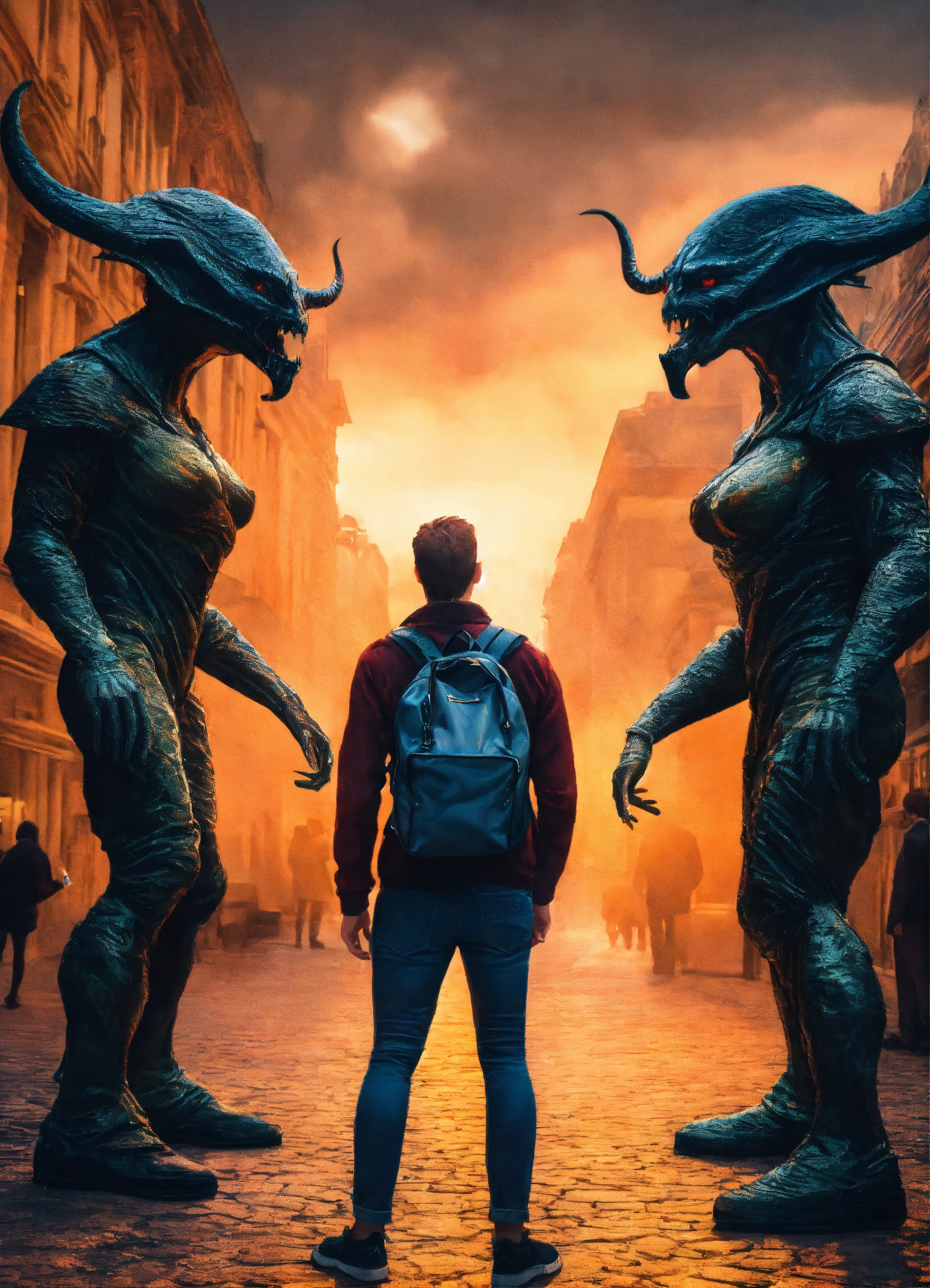 Lexica - Tourist taking selfie with 2 ominous, evil and demonic ...