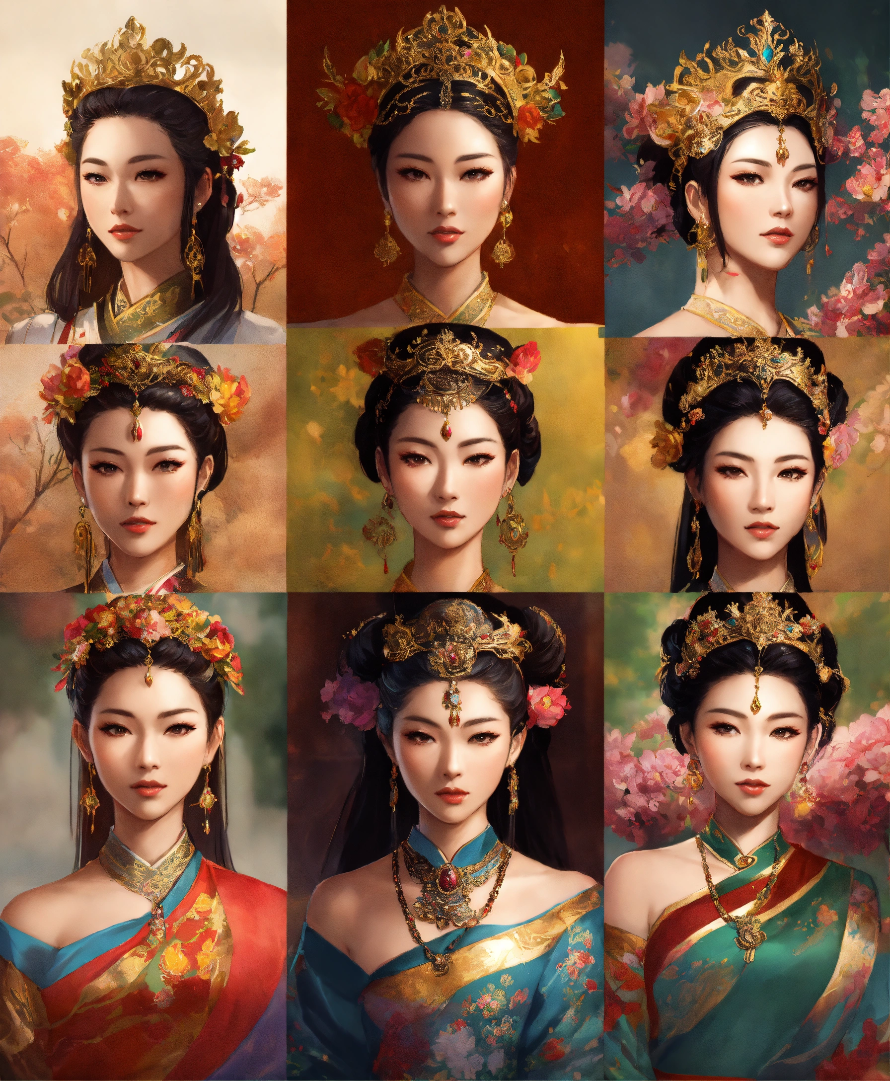 Lexica - Concept art of Asian Empress, 5 different wearing dresses ...