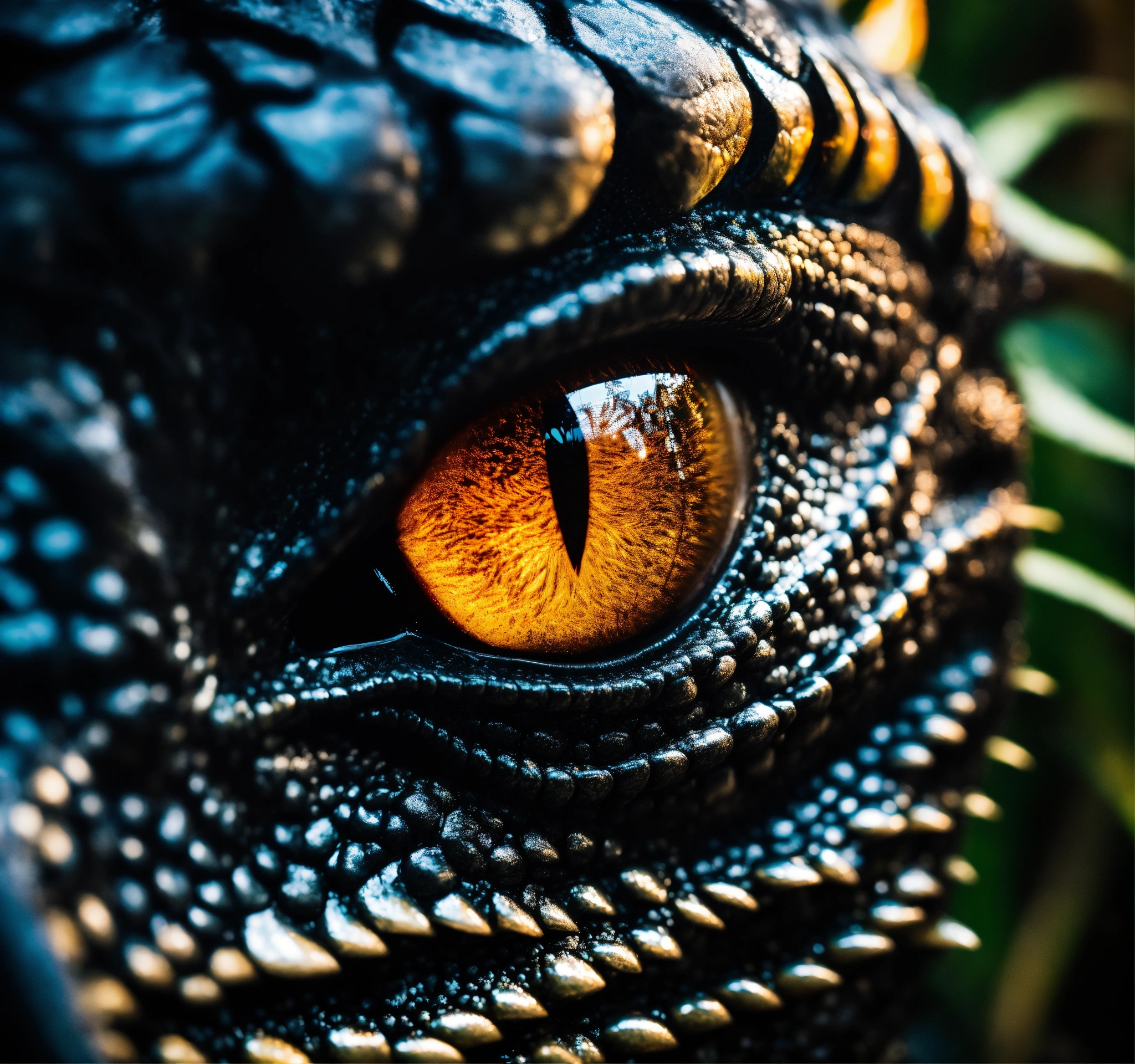 Lexica - Close up photograph of the eye of a Sinister Dinosaur towering ...