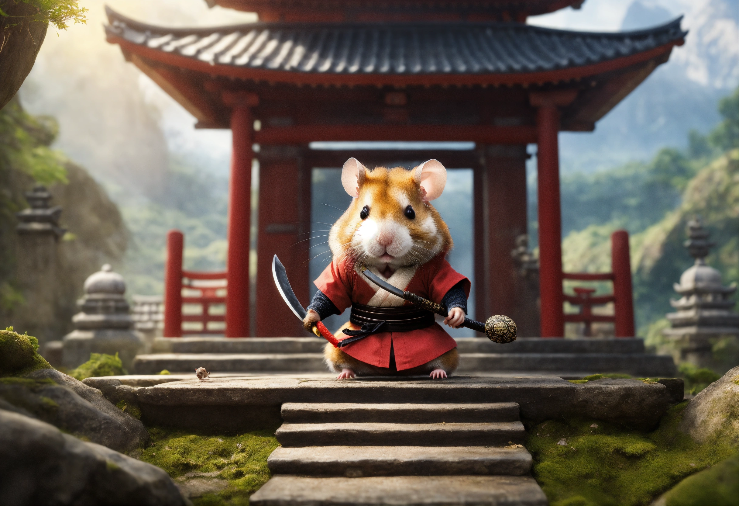 Lexica - Hamster samurai. Ancient temple. Hyper realistic.