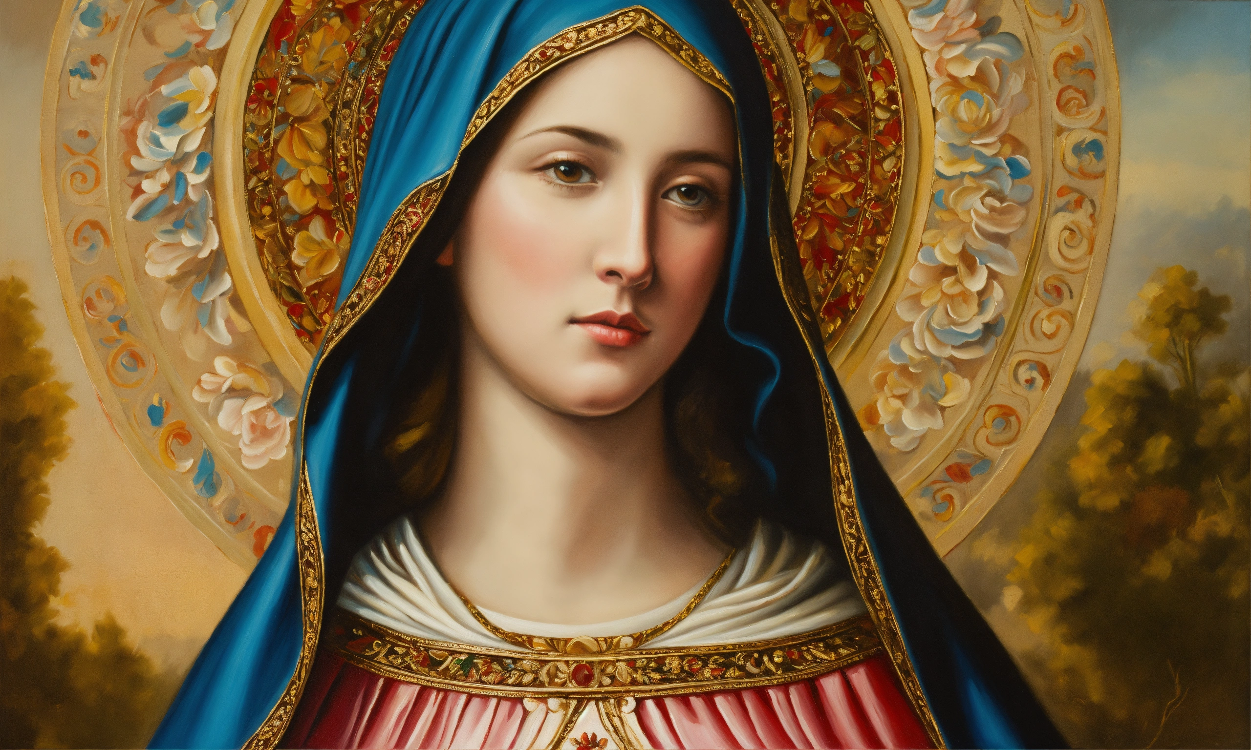 Lexica - Oil painting portrait of the virgin mary