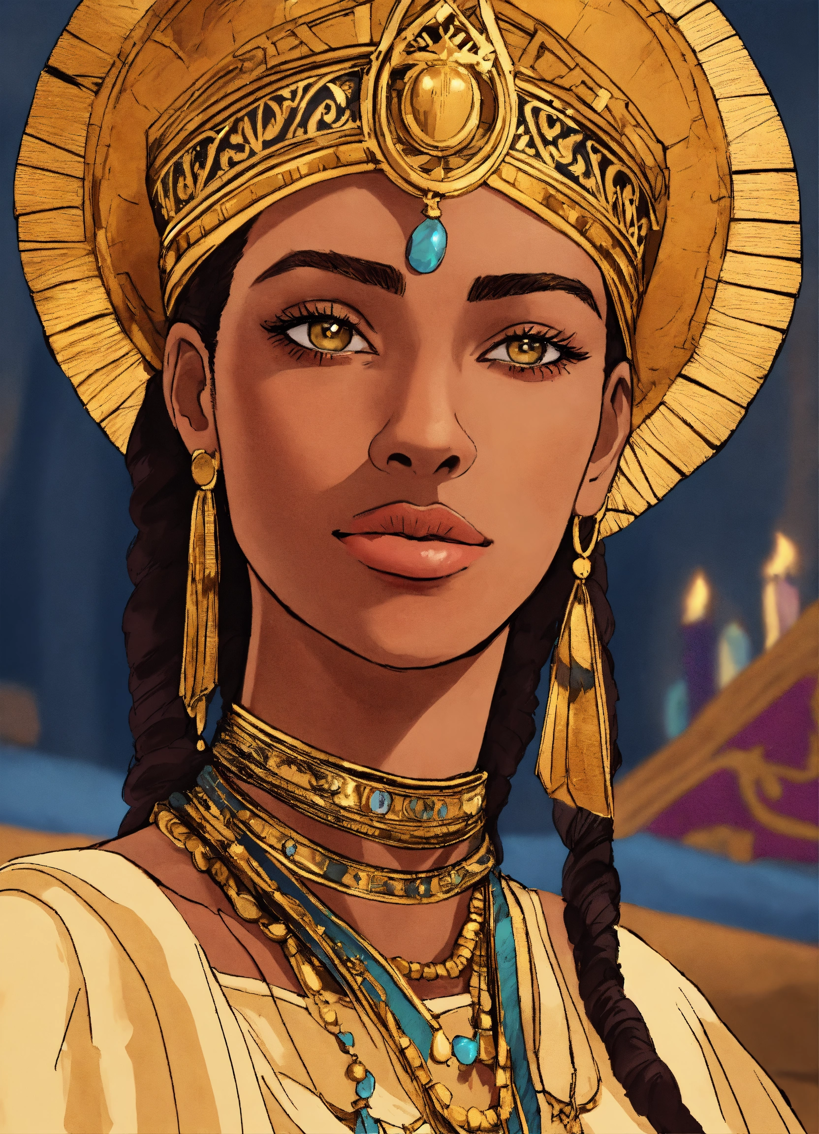 Lexica - Queen Athaliah from the bible, 2d cartoon, face close up