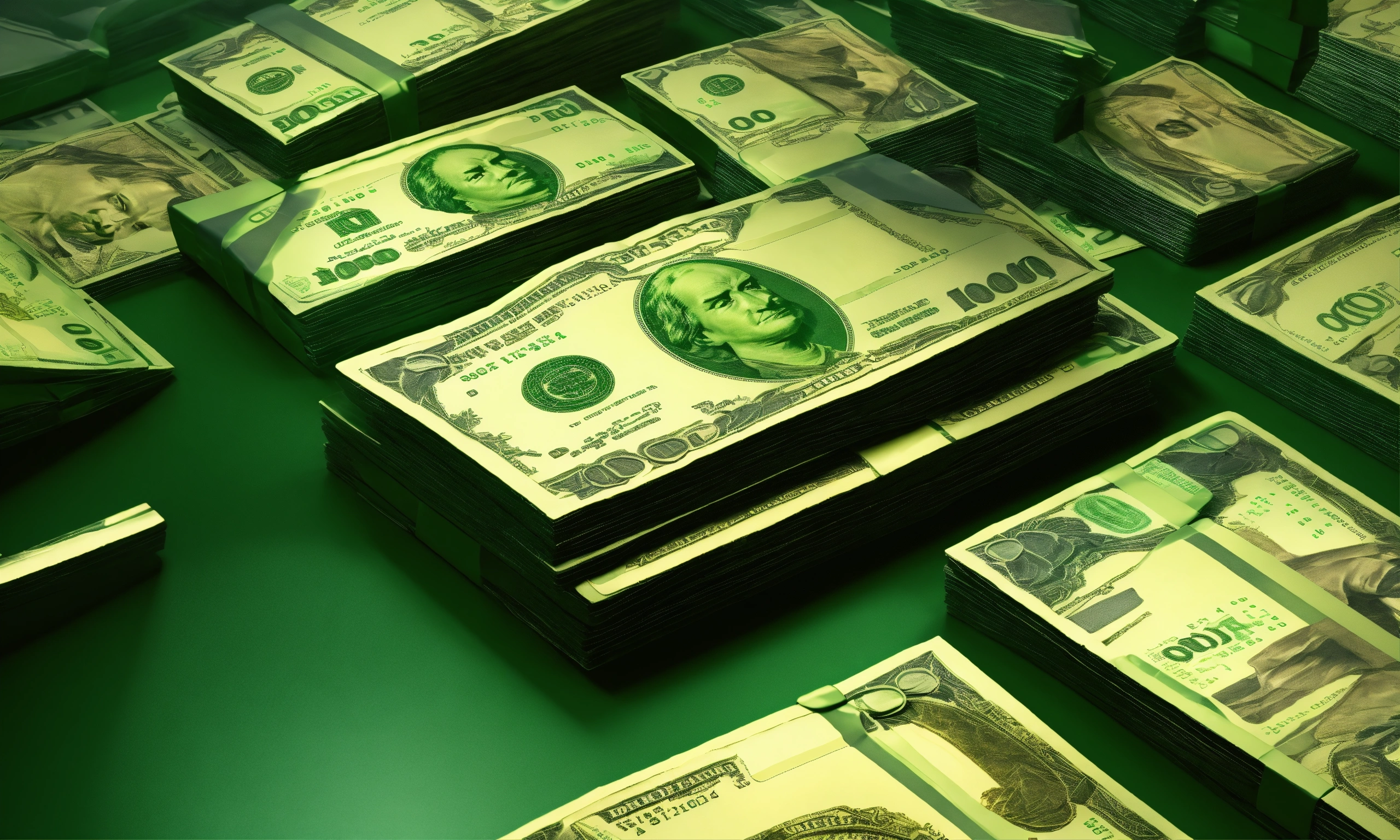 Lexica - Beautiful money, 3D render, 8k, dark green theme