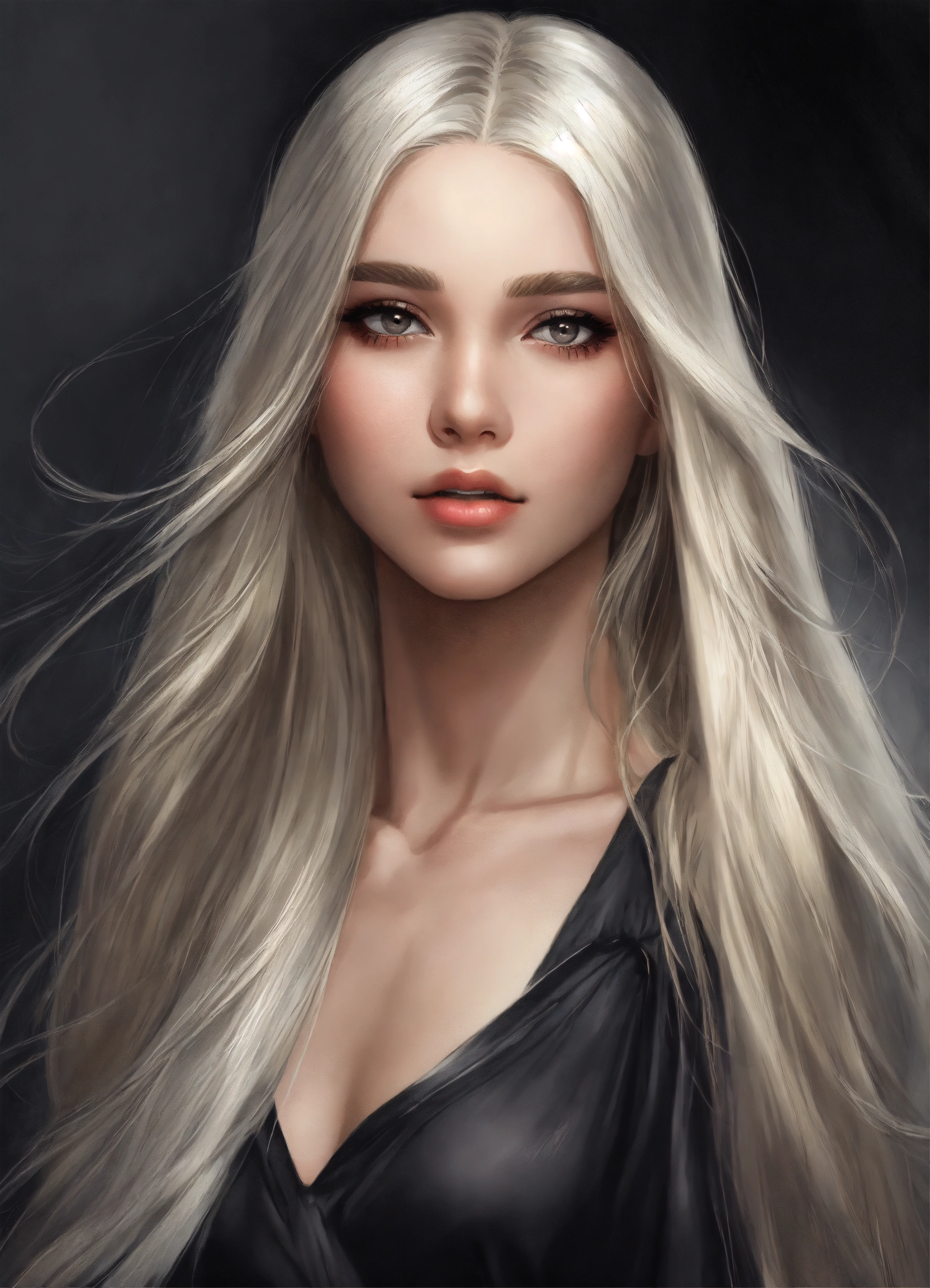 Lexica - Beautiful platinum grey blond young tween 2d drawing ...