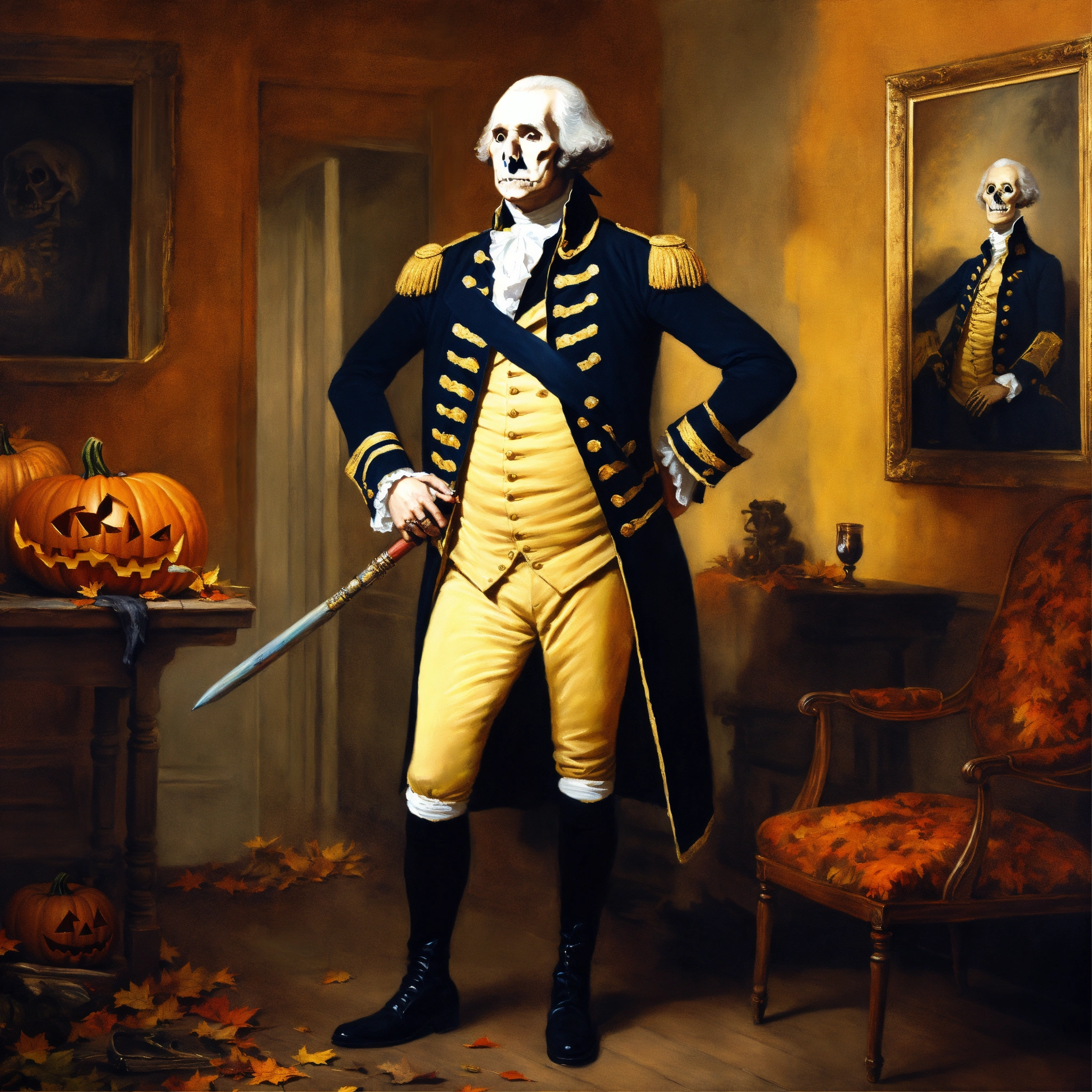 Lexica - A painting of George Washington dressed up as a movie monster ...