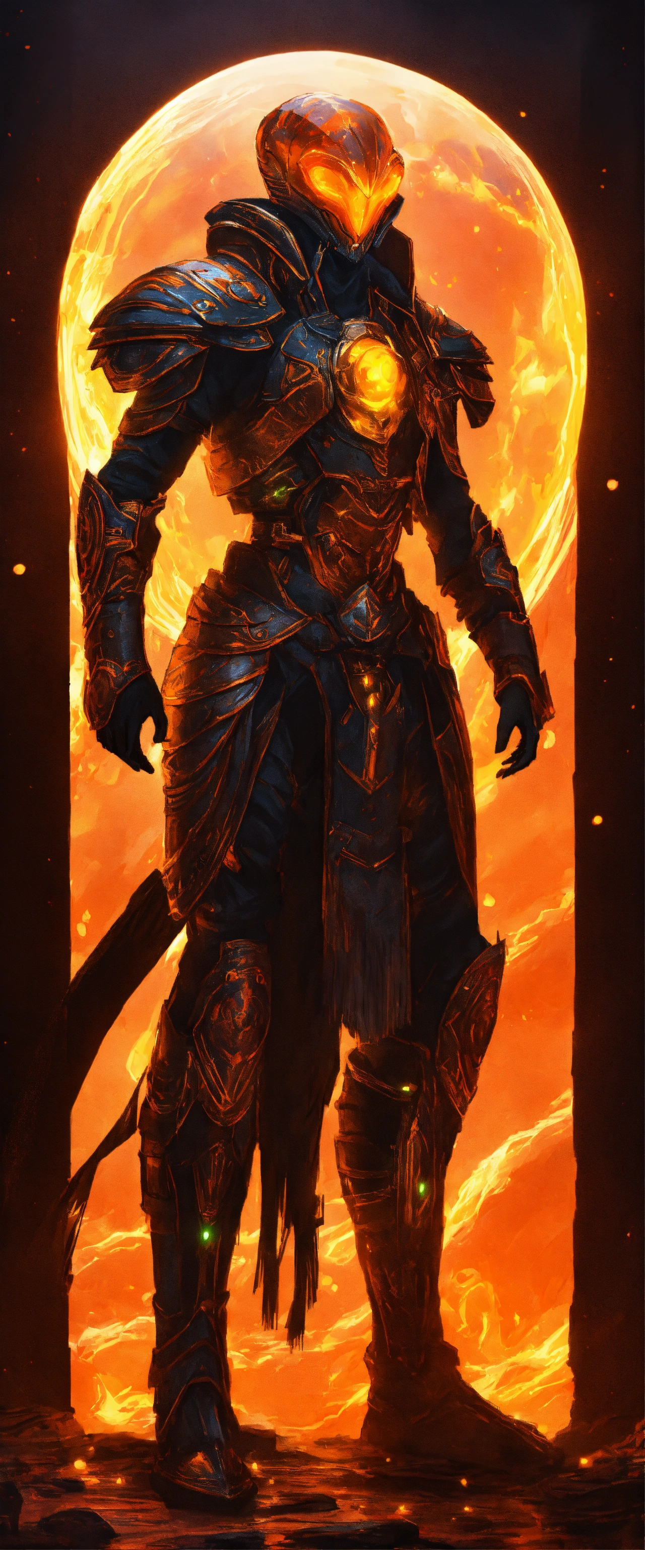 Lexica - Drawing of Alien warlord king with glowing orange energy ...