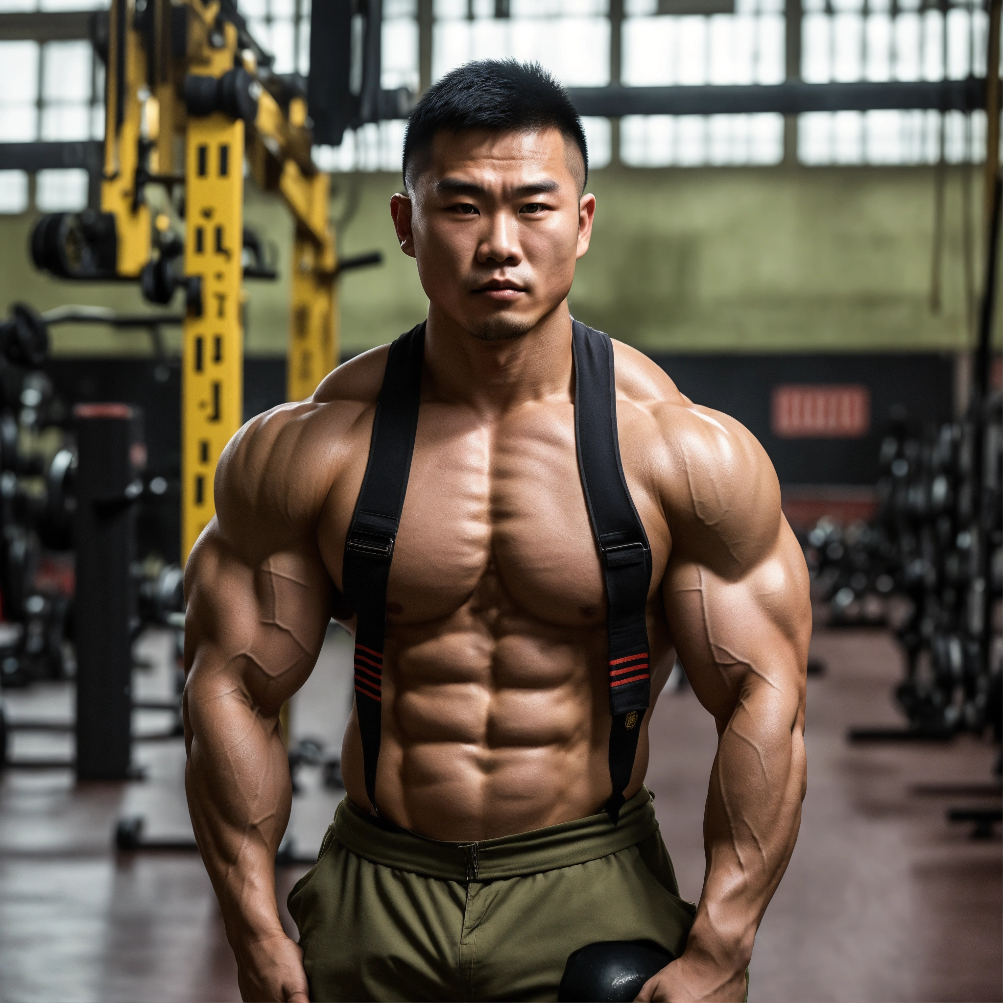 Lexica - 30-year-old Chinese man with big muscles, big bodybuilder ...