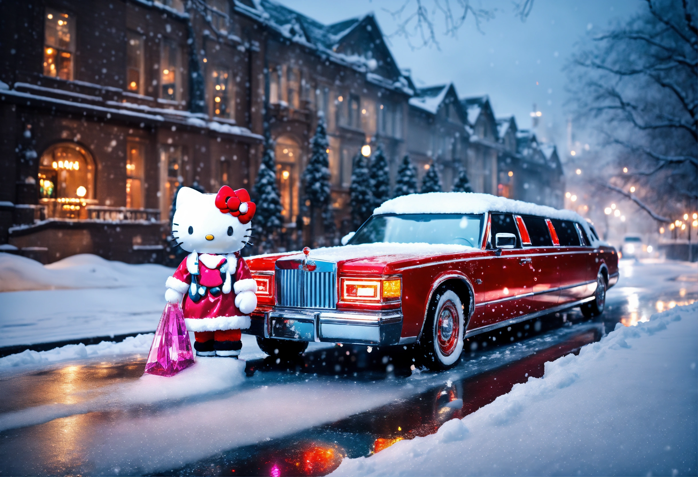 Lexica - Hello kitty dripping in crystals, luxury brands, standing in ...