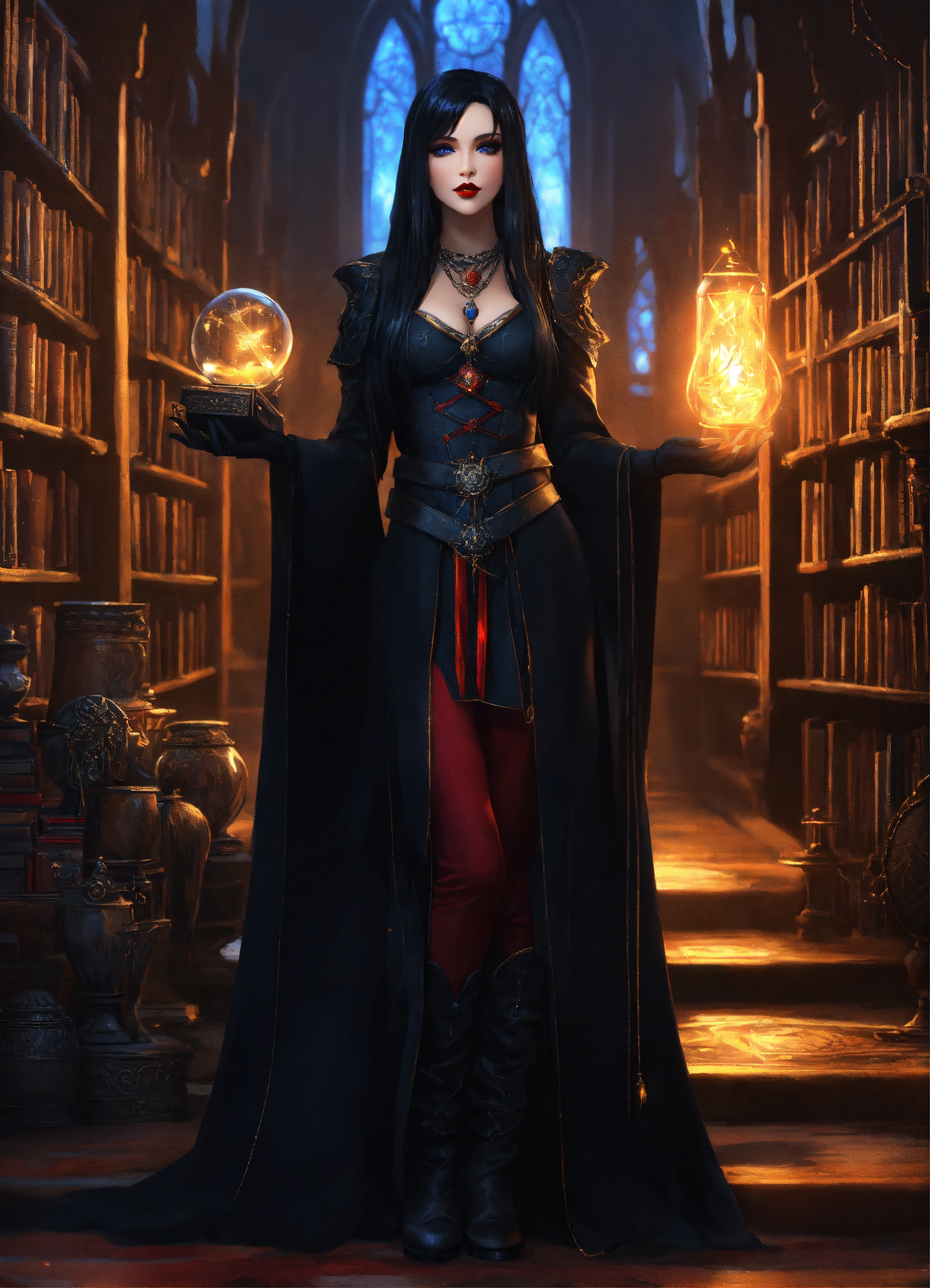 Lexica - 8k, fantasy art, arcane library background, enchantress, 5 ...