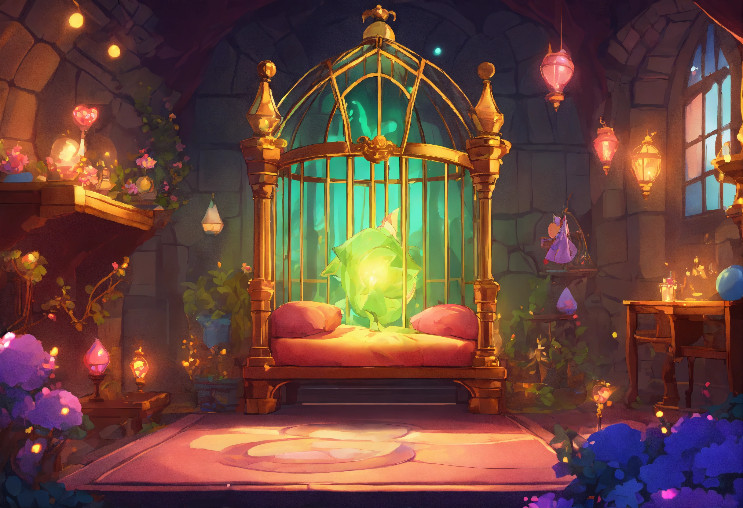 Lexica - Cartoon fairy taie style image room in castle hero ball ...