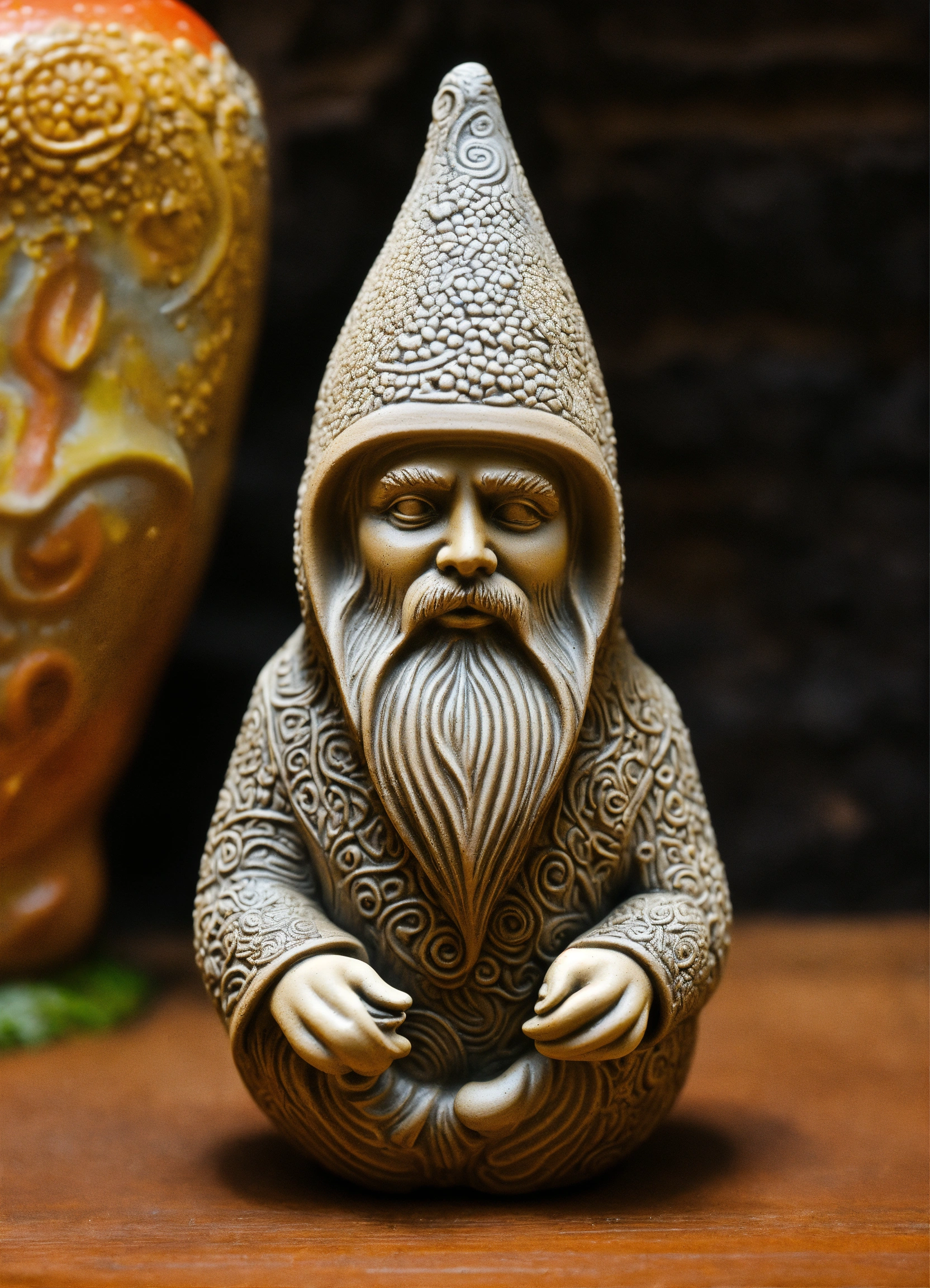 Lexica - An ancient clay hooded sculptured garden gnome ornament ...