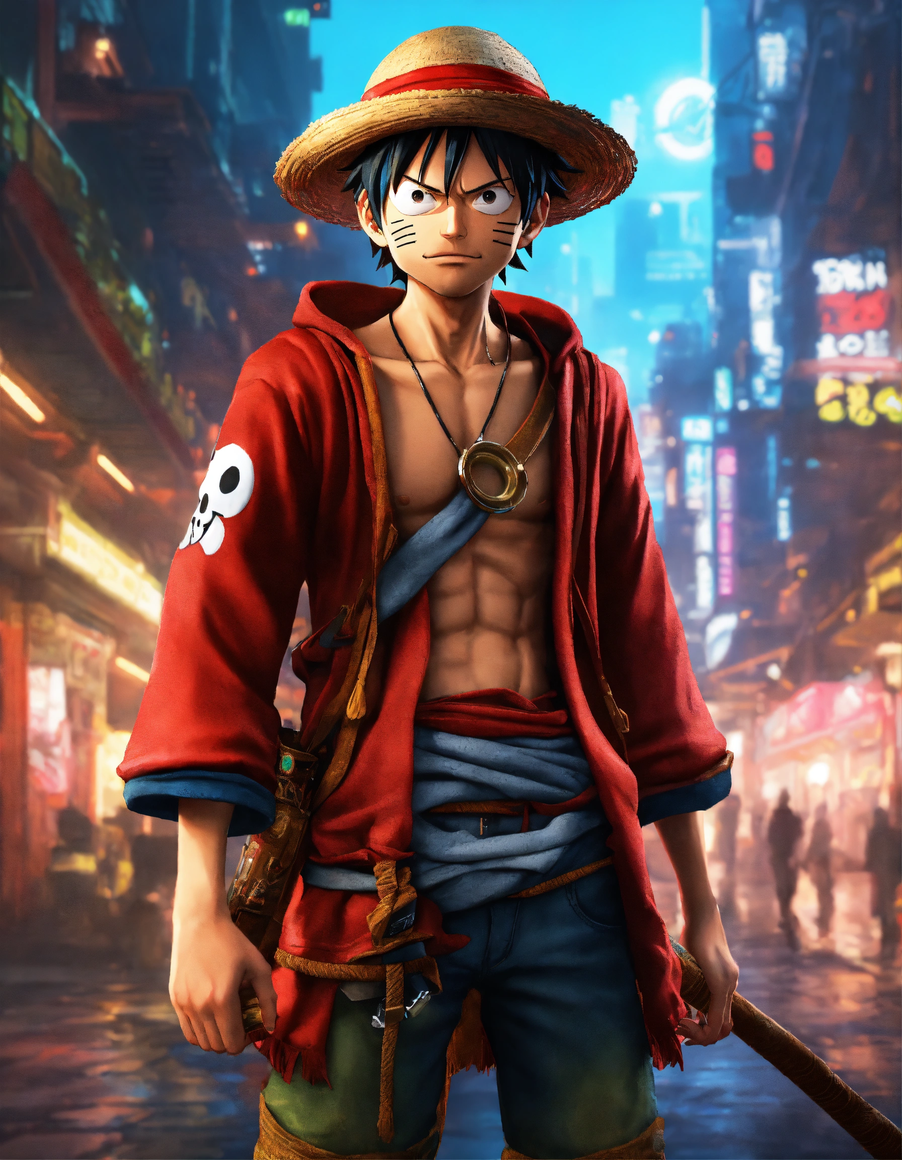 Lexica - Transform Luffy into a modern-day pirate king in the style of ...