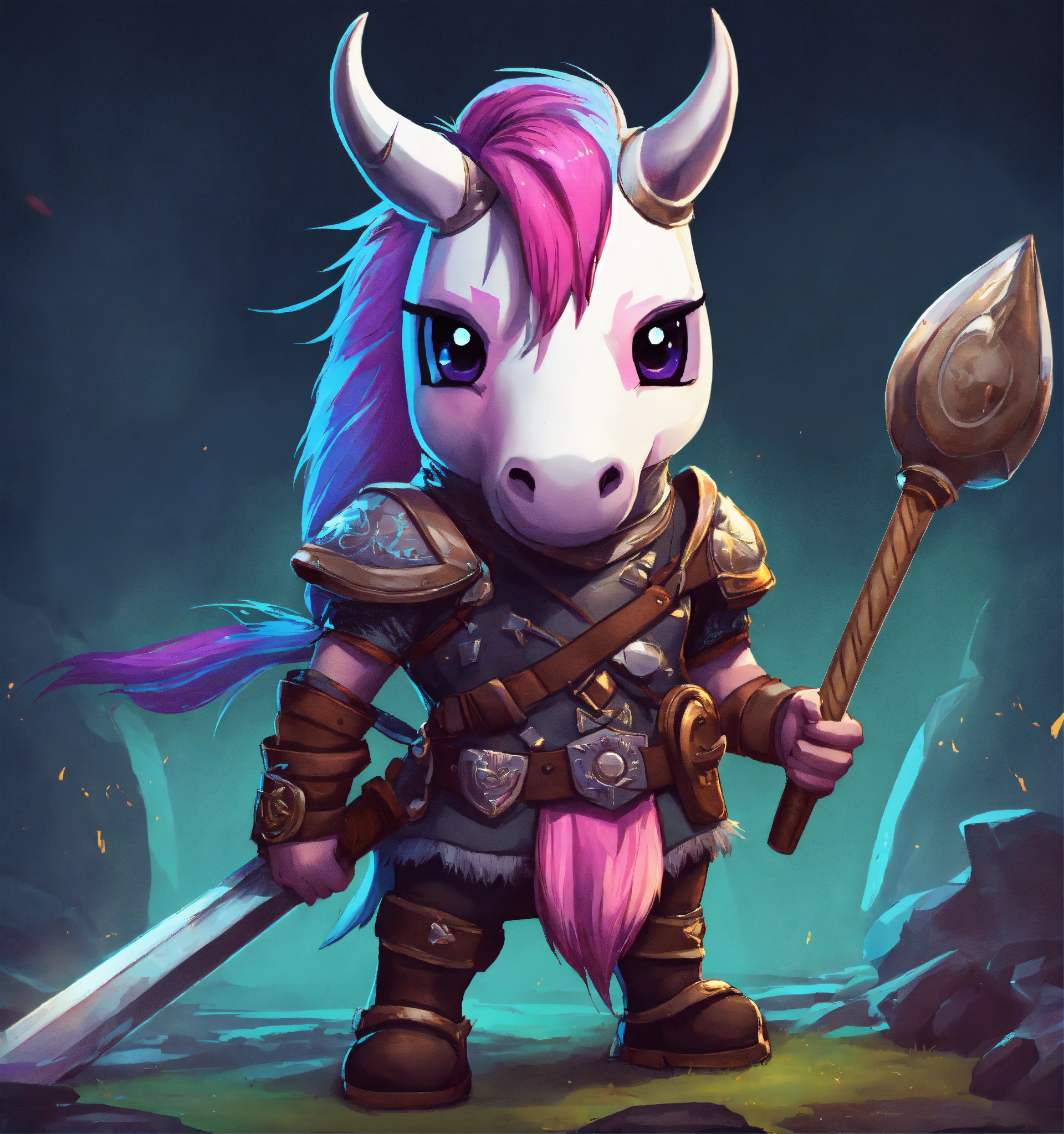 Lexica - Game character cartoonish emo rock evil emo unicorn viking