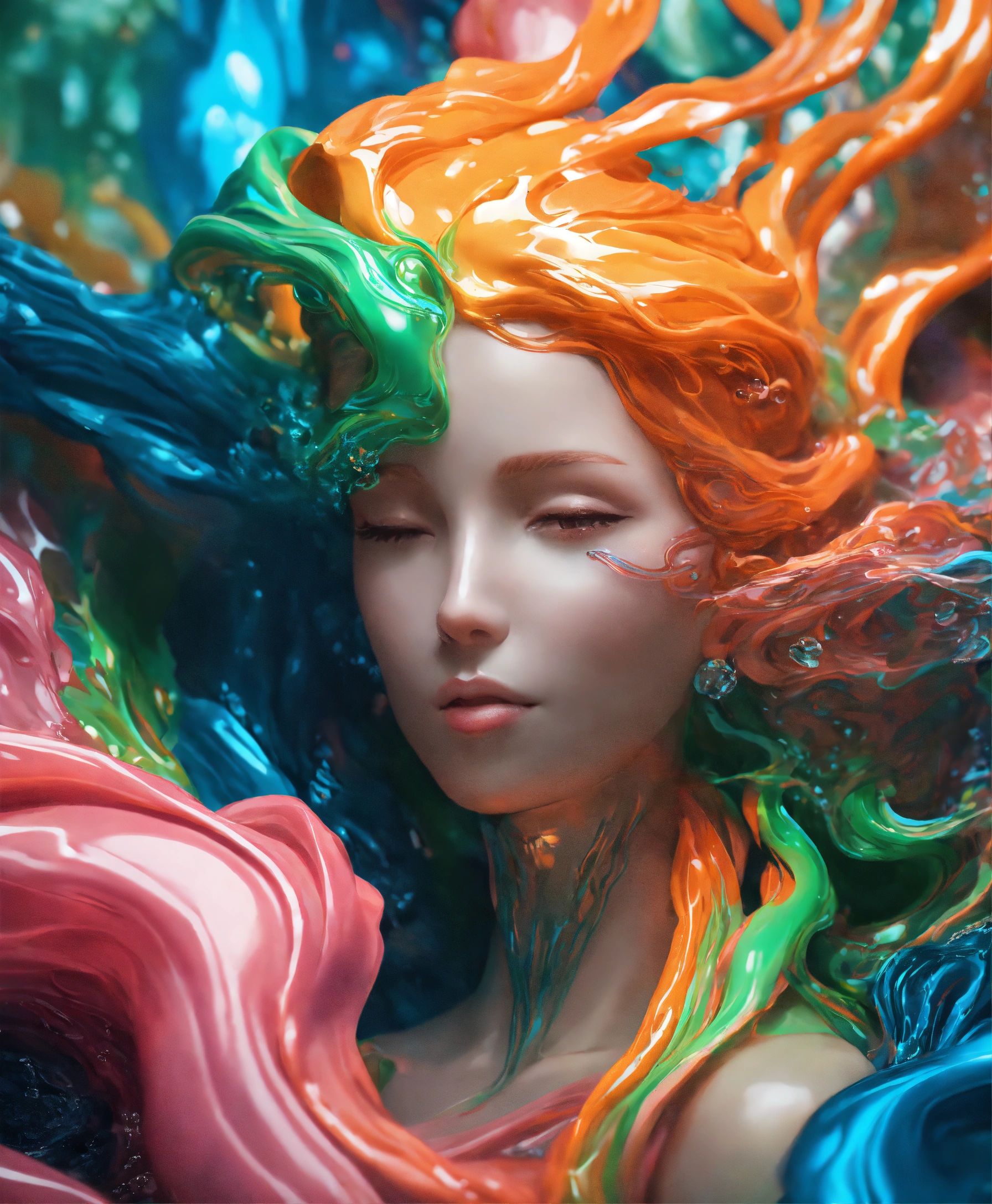 Lexica - Genderless body shaped water figures intertwined , fantasy, 8K ...