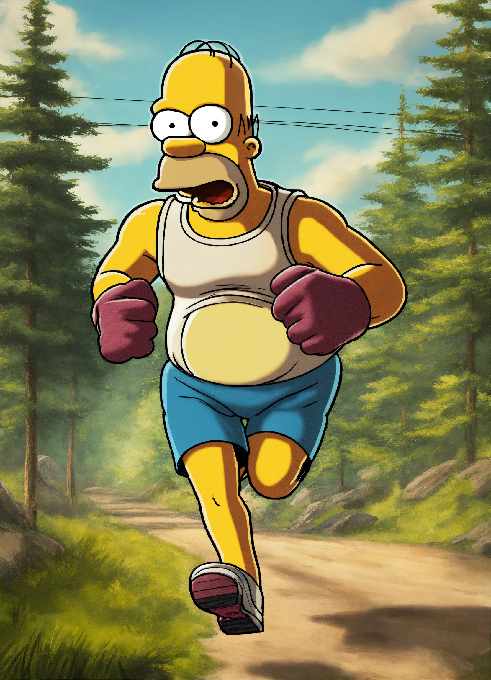 Lexica - Humoristic Homer Simpson mixed wild boar running, amazing high ...