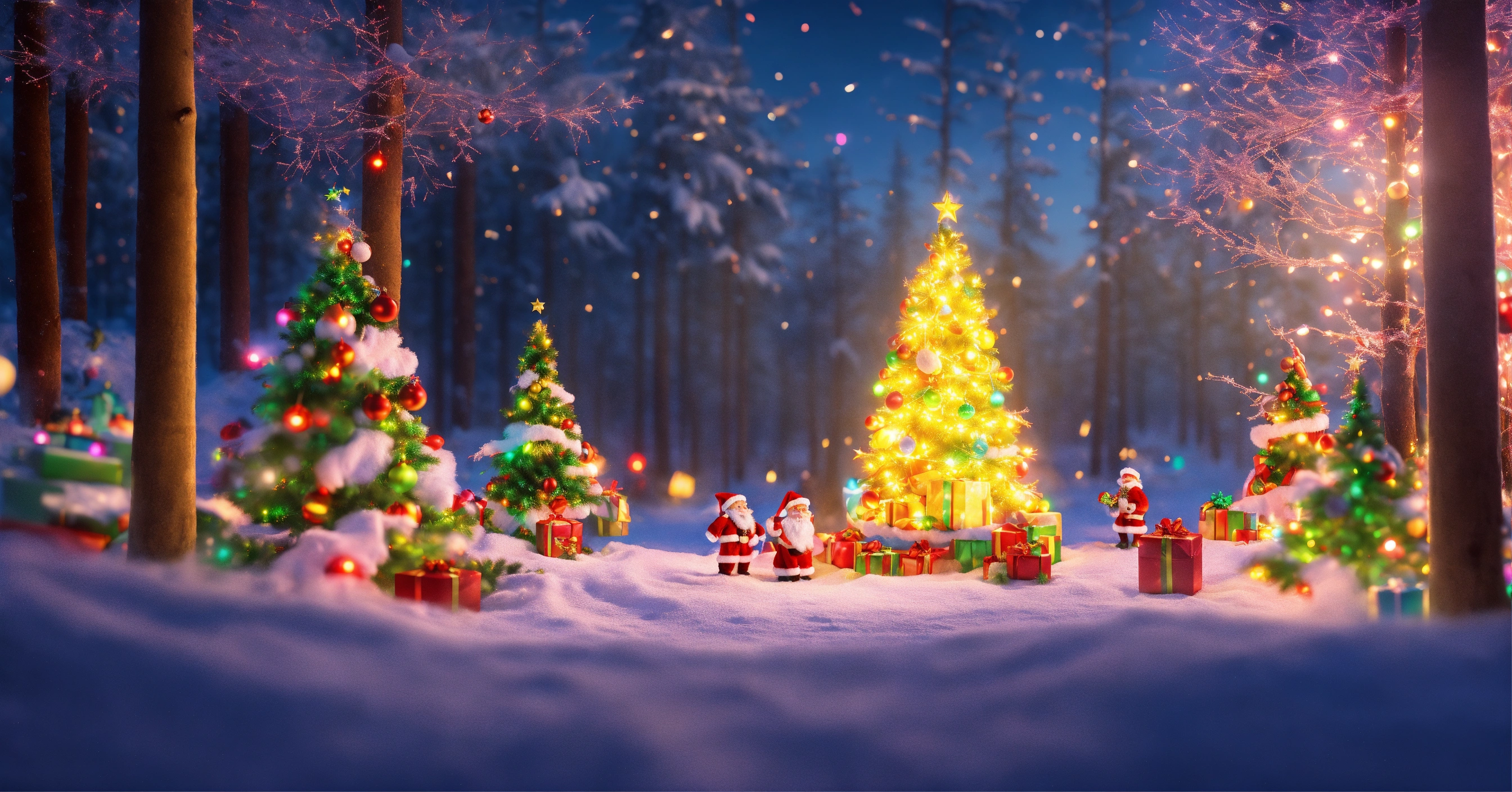 Lexica - Santa Claus, Christmas tree, with toys, in 3d New Year's ...