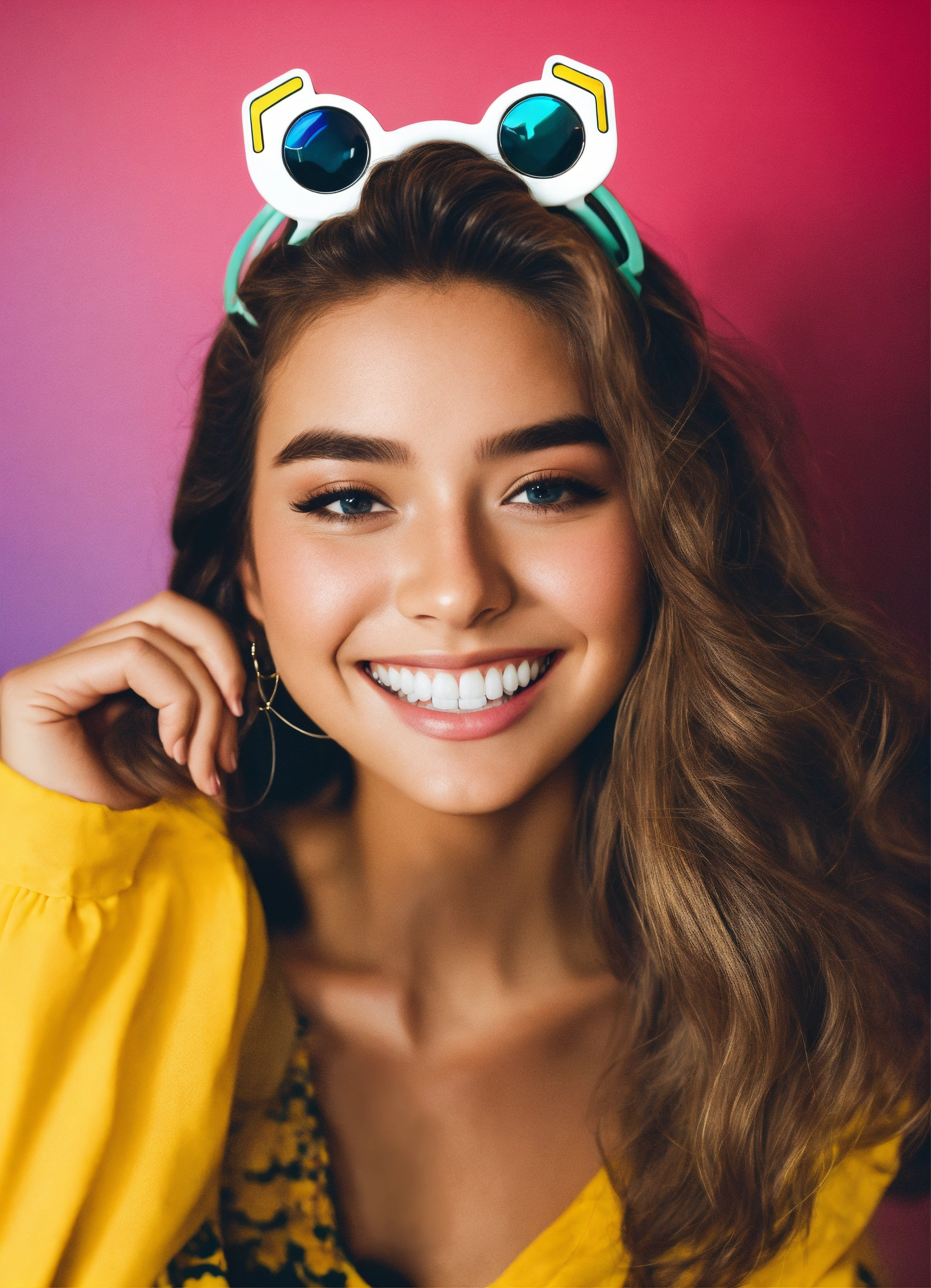 Lexica - Happy girl holding up snapchat and using filters