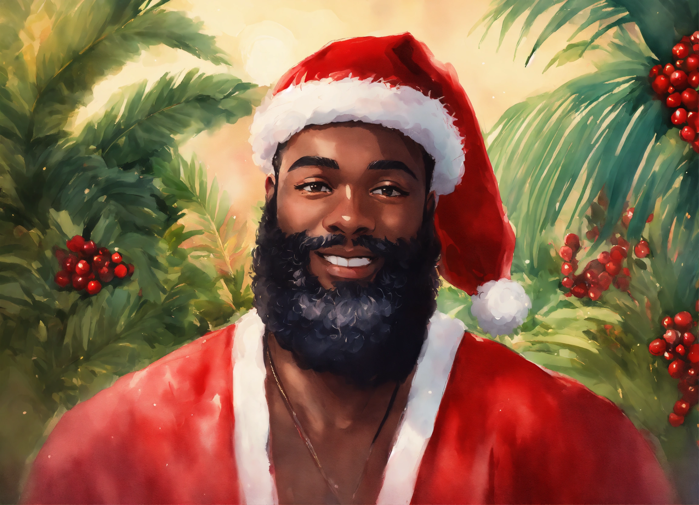 Lexica - Deep complexion happy and jolly Black Santa Claus Zaddy ...