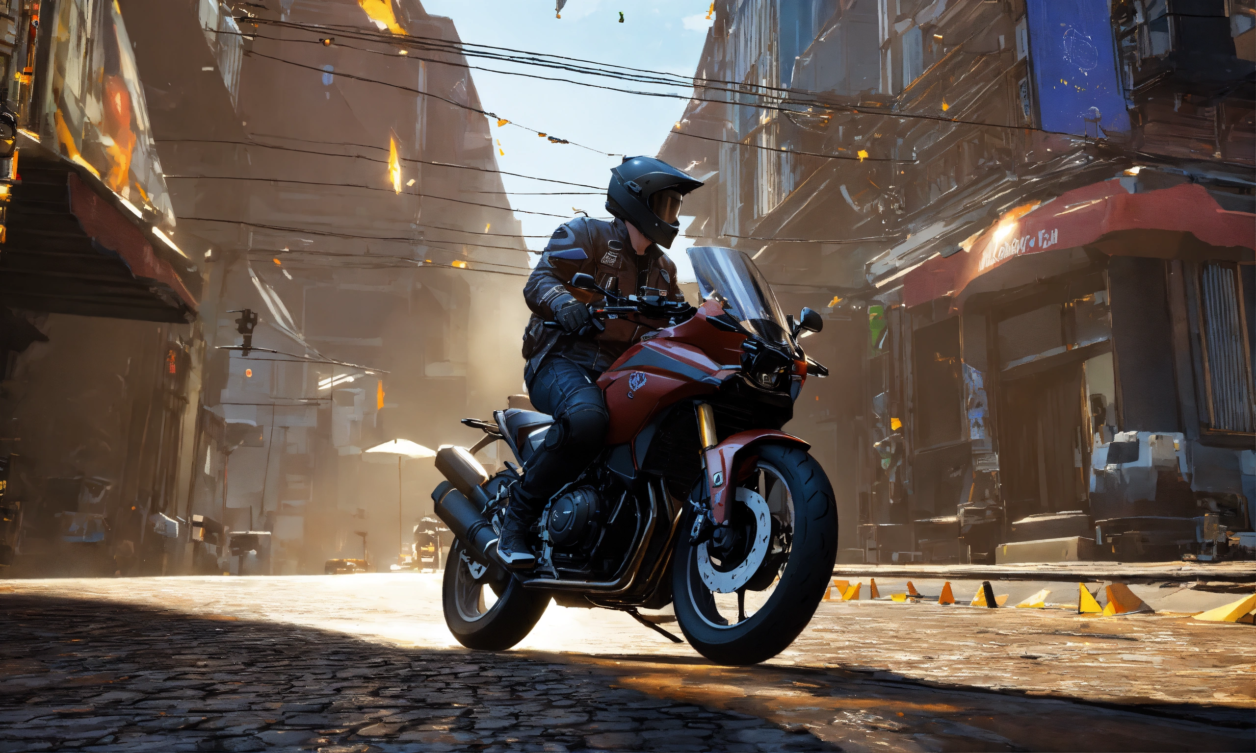 Lexica - Rider. Motorcycle carrying Heavy load. Street. City ...