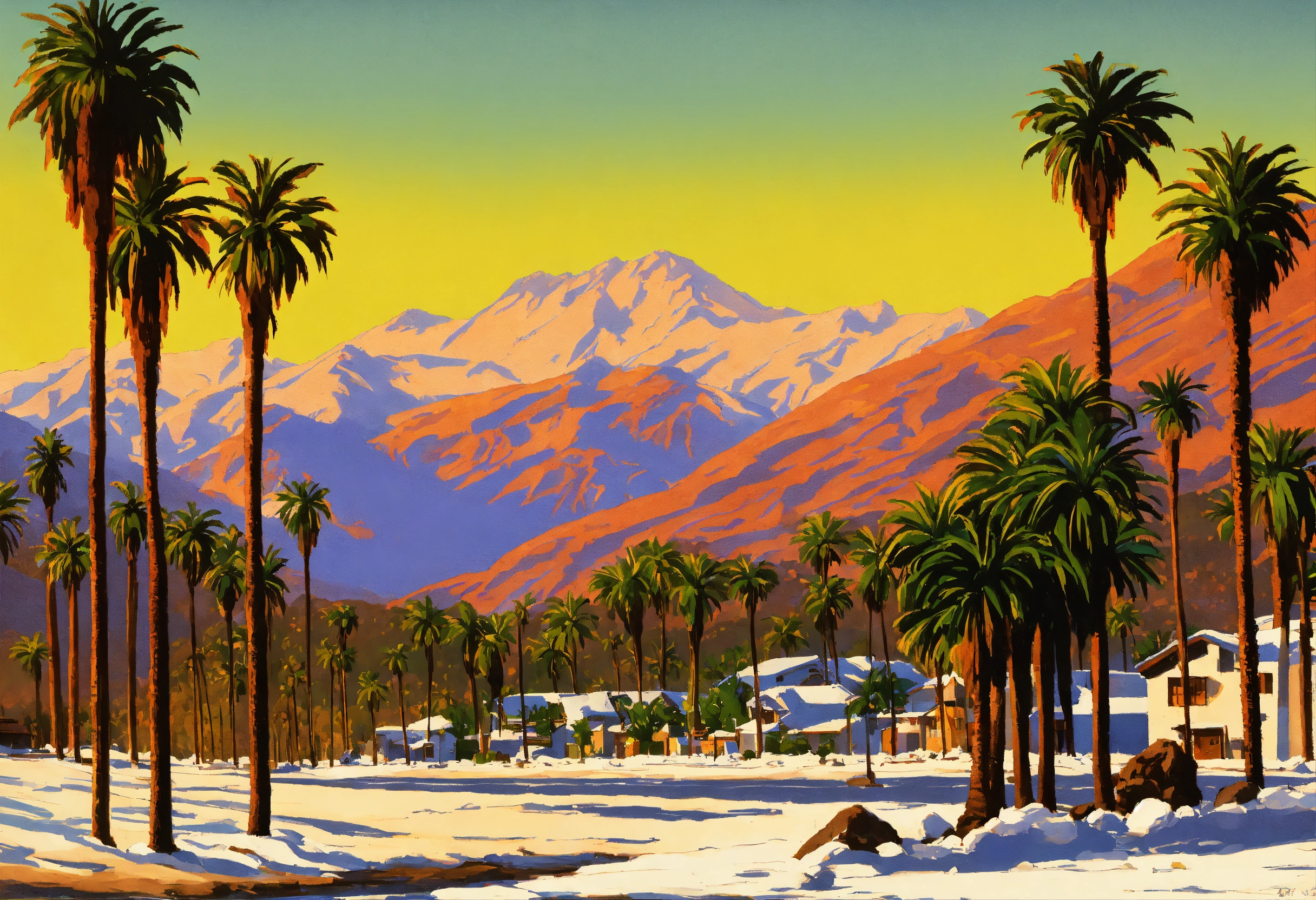Lexica - A curt teich postcard of snow covered southern california ...