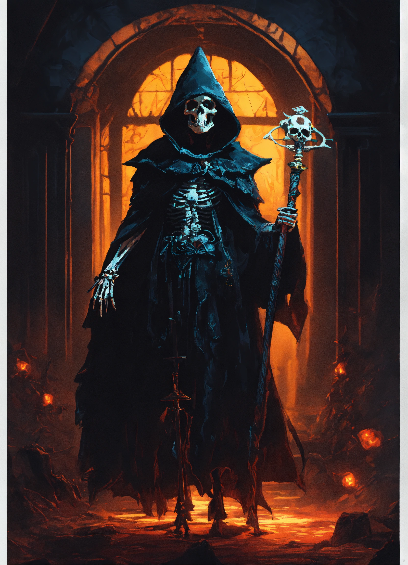 Lexica - The image features a skeletal figure wearing a black robe and ...