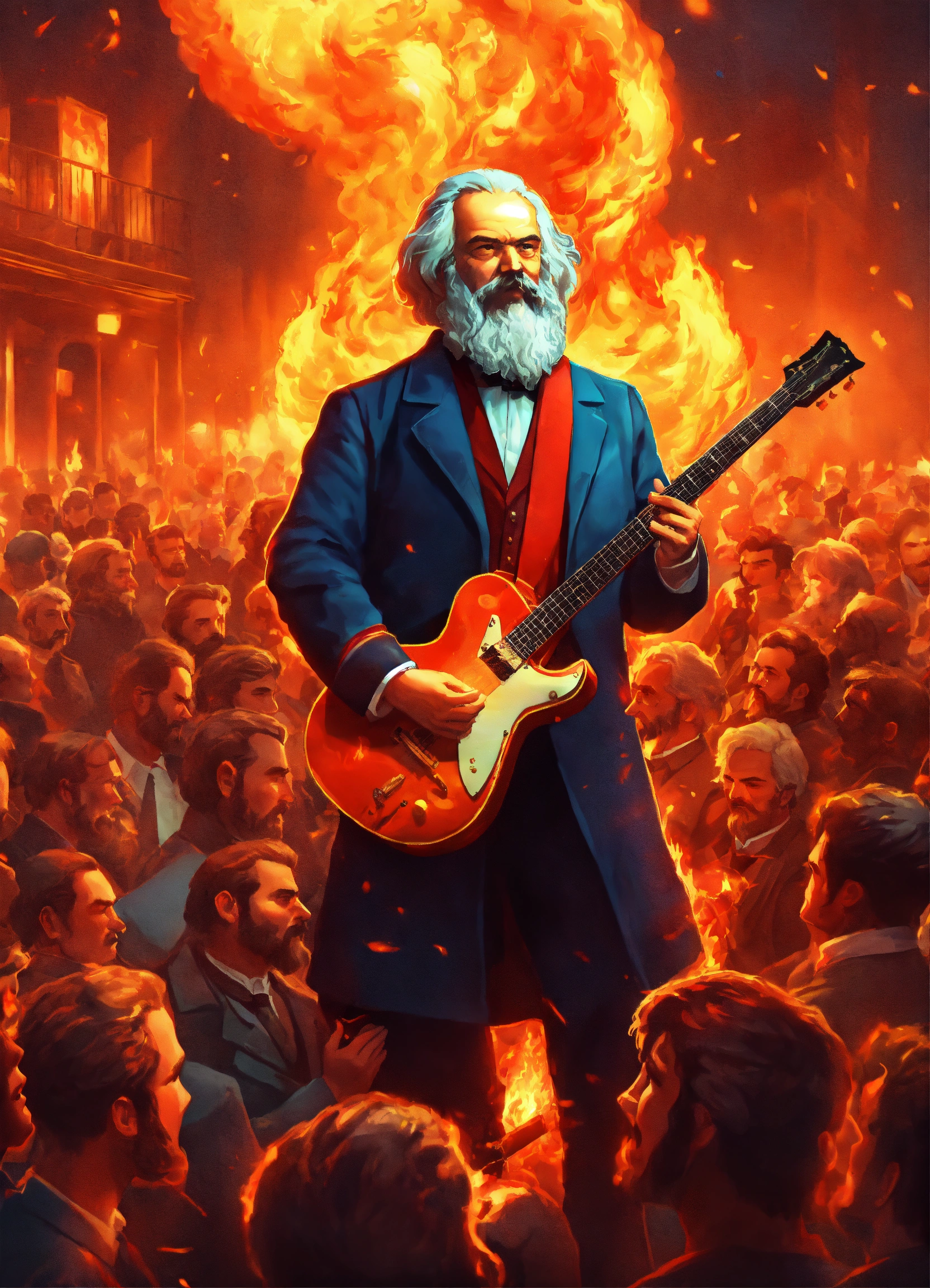 Lexica - Illustration Karl Marx figure, surrounded by a fervent crowd ...