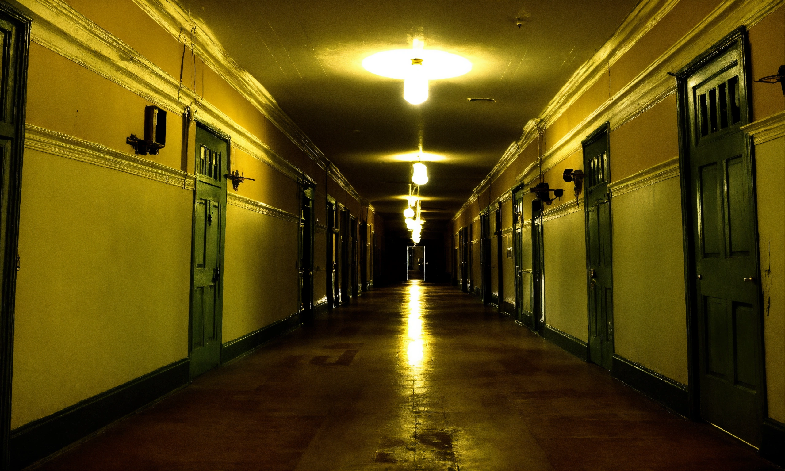 Lexica - Scary insane asylum hallway dark moonlight