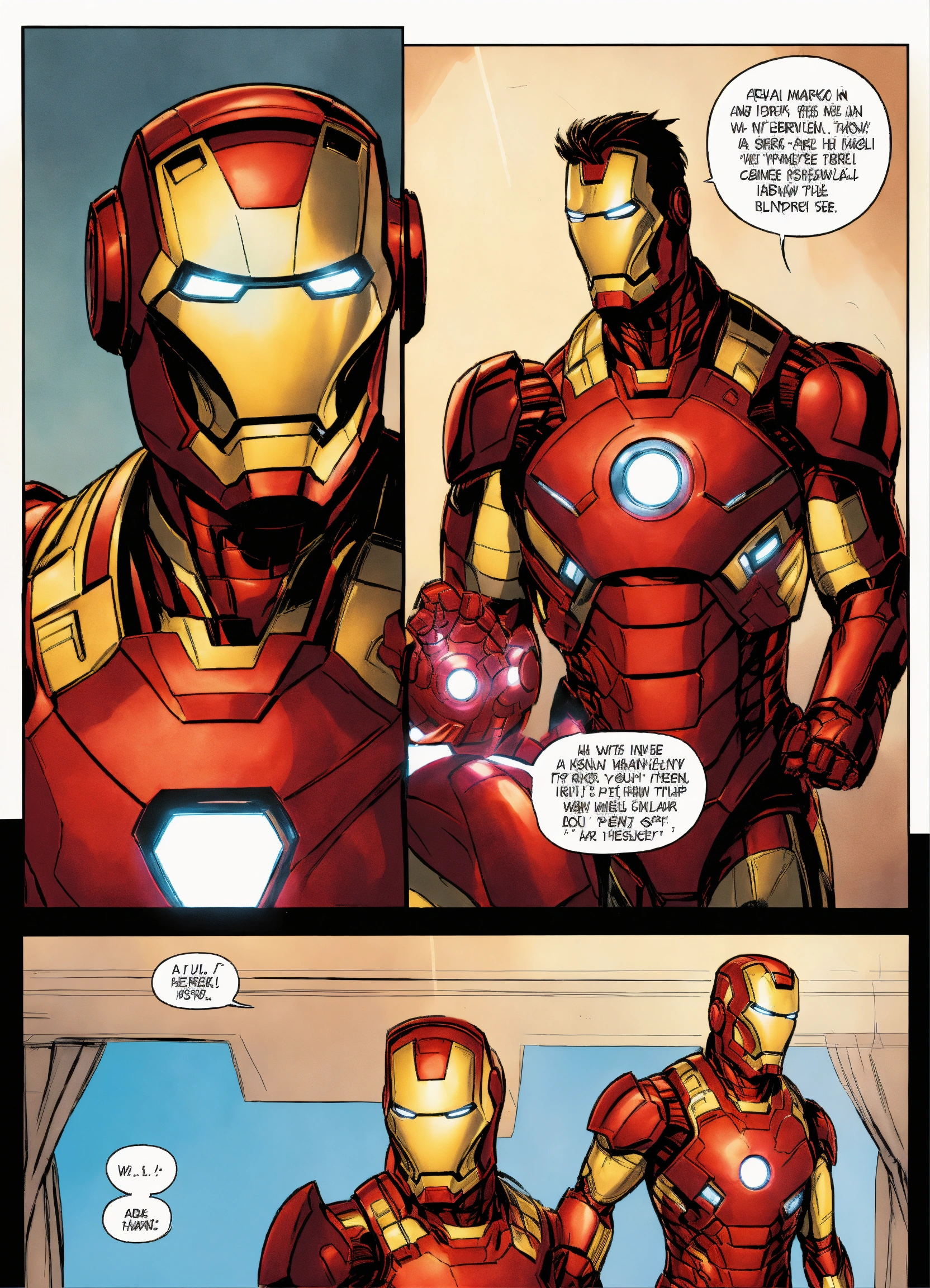 Lexica - A drawn comic book page, Marvel style Tony Stark in an Iron ...