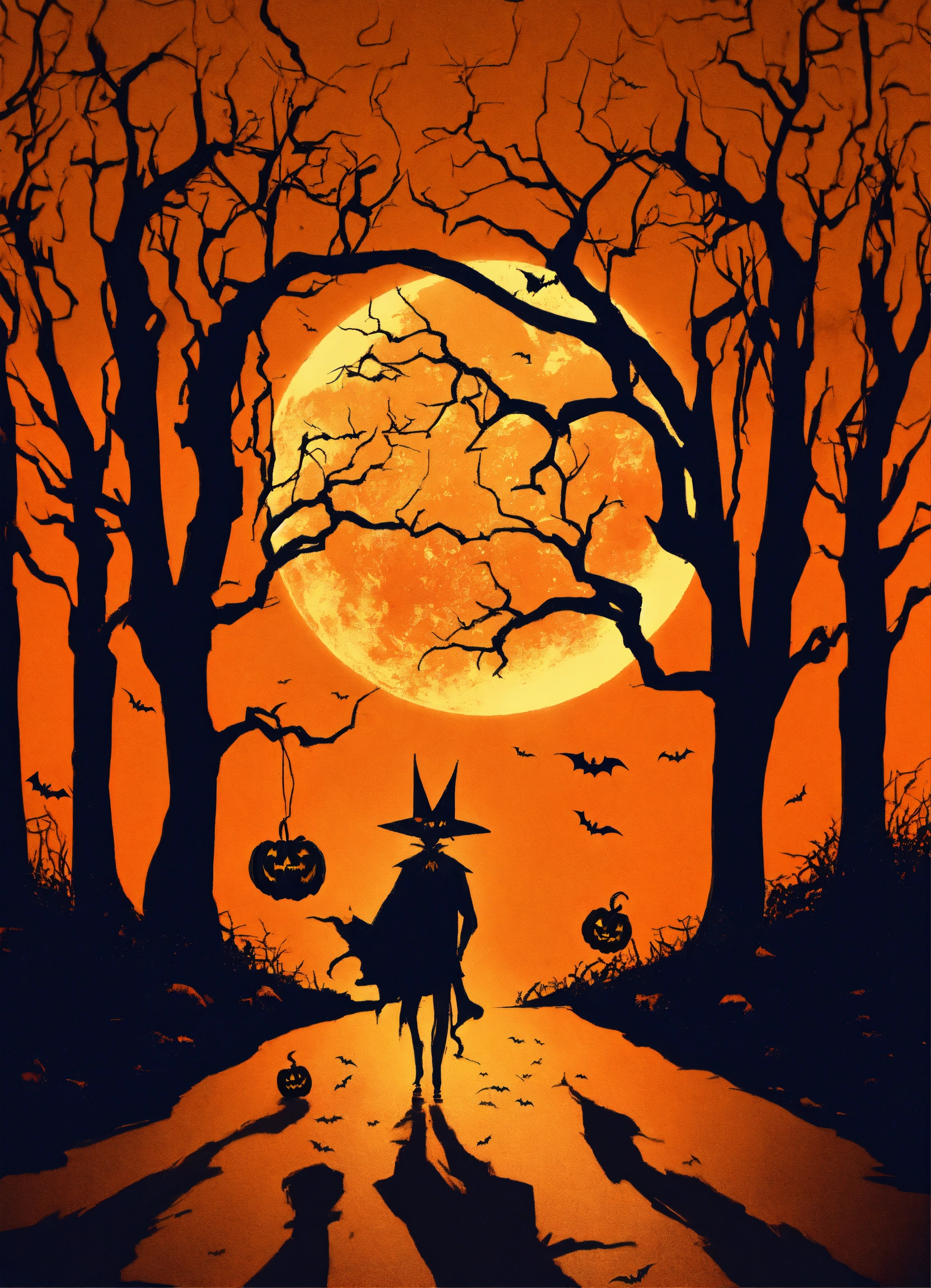 Lexica - Halloween party poster, Tim Burton's style, orange color ...