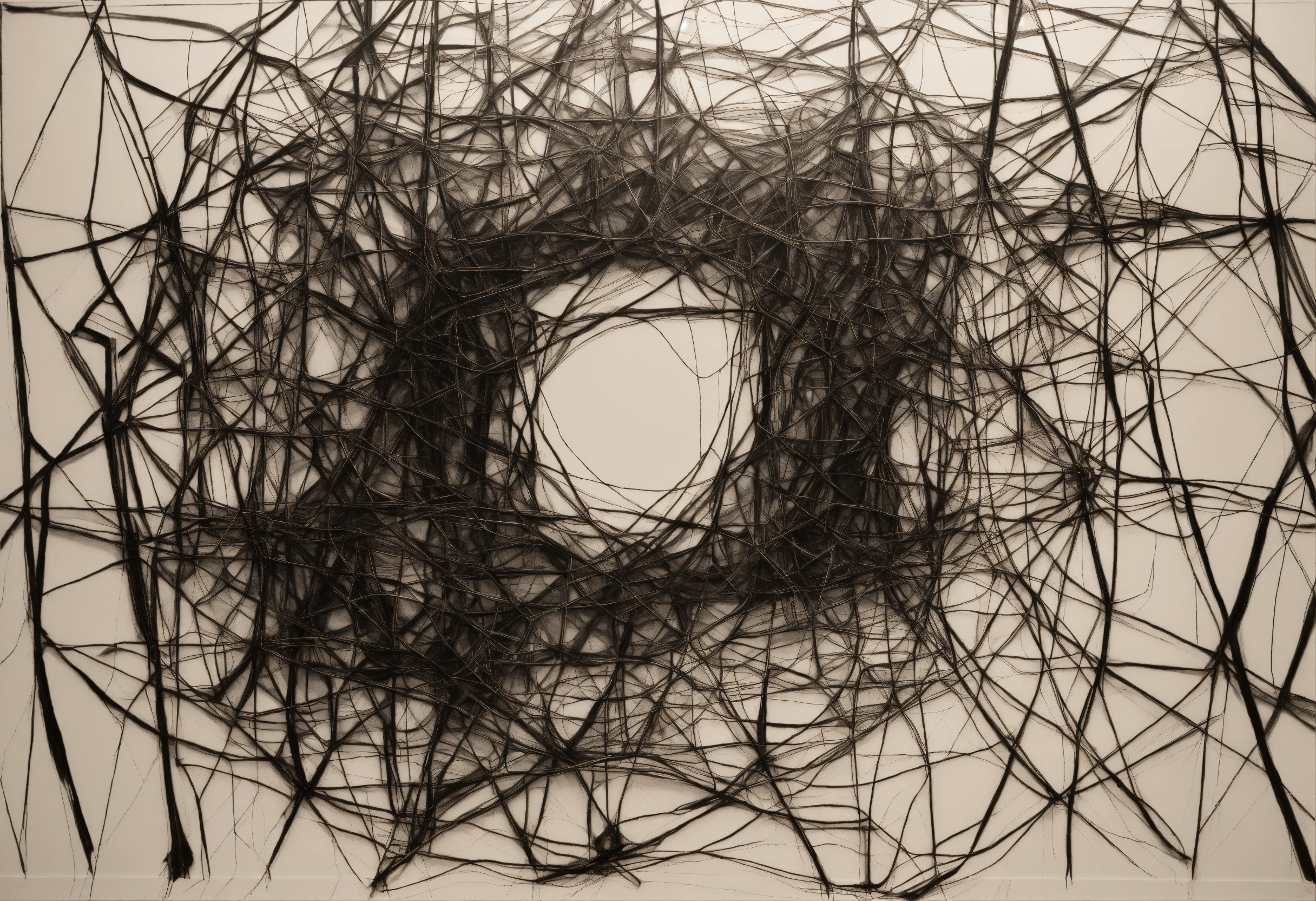 Lexica - A tangled web of black lines on a white canvas, creating a ...