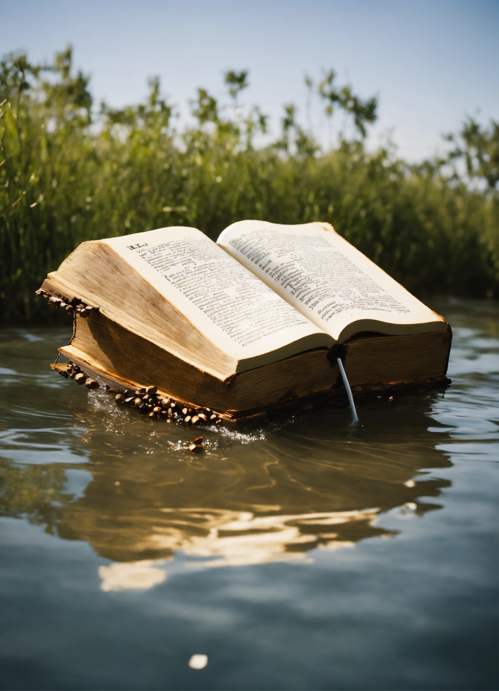 Lexica - A Bible made of wood floating in the air