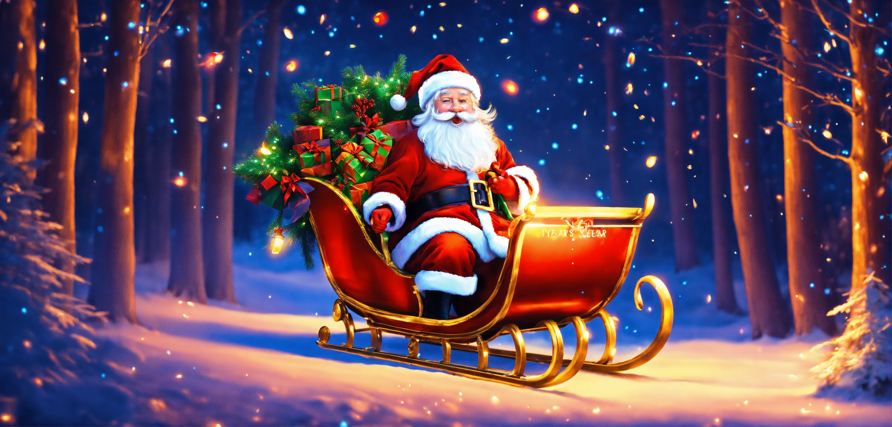 Lexica - Santa Claus, realistic photo, sleigh, in Pop Art New Year's ...