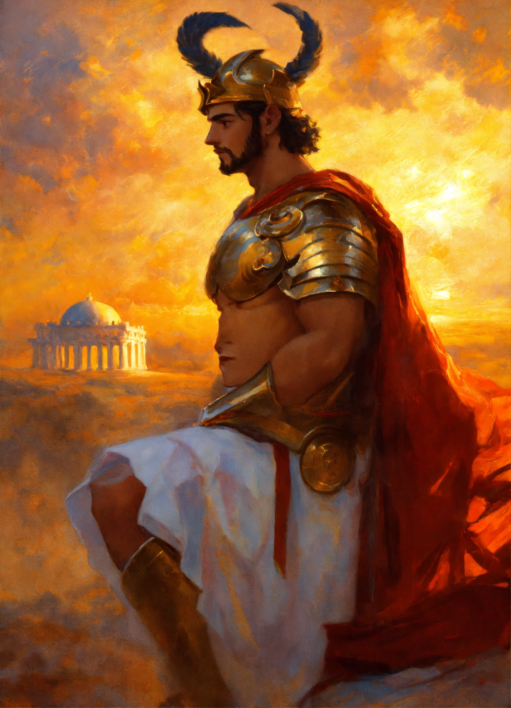 Lexica - Ares and a beautiful greek goddess, impressionist painting