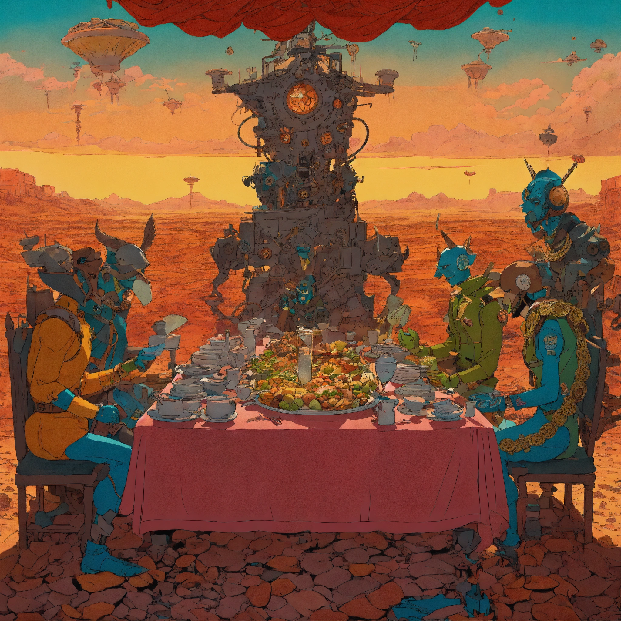 Lexica - Depict a vibrant, cartoon-style scene where gaunt, dehumanized ...