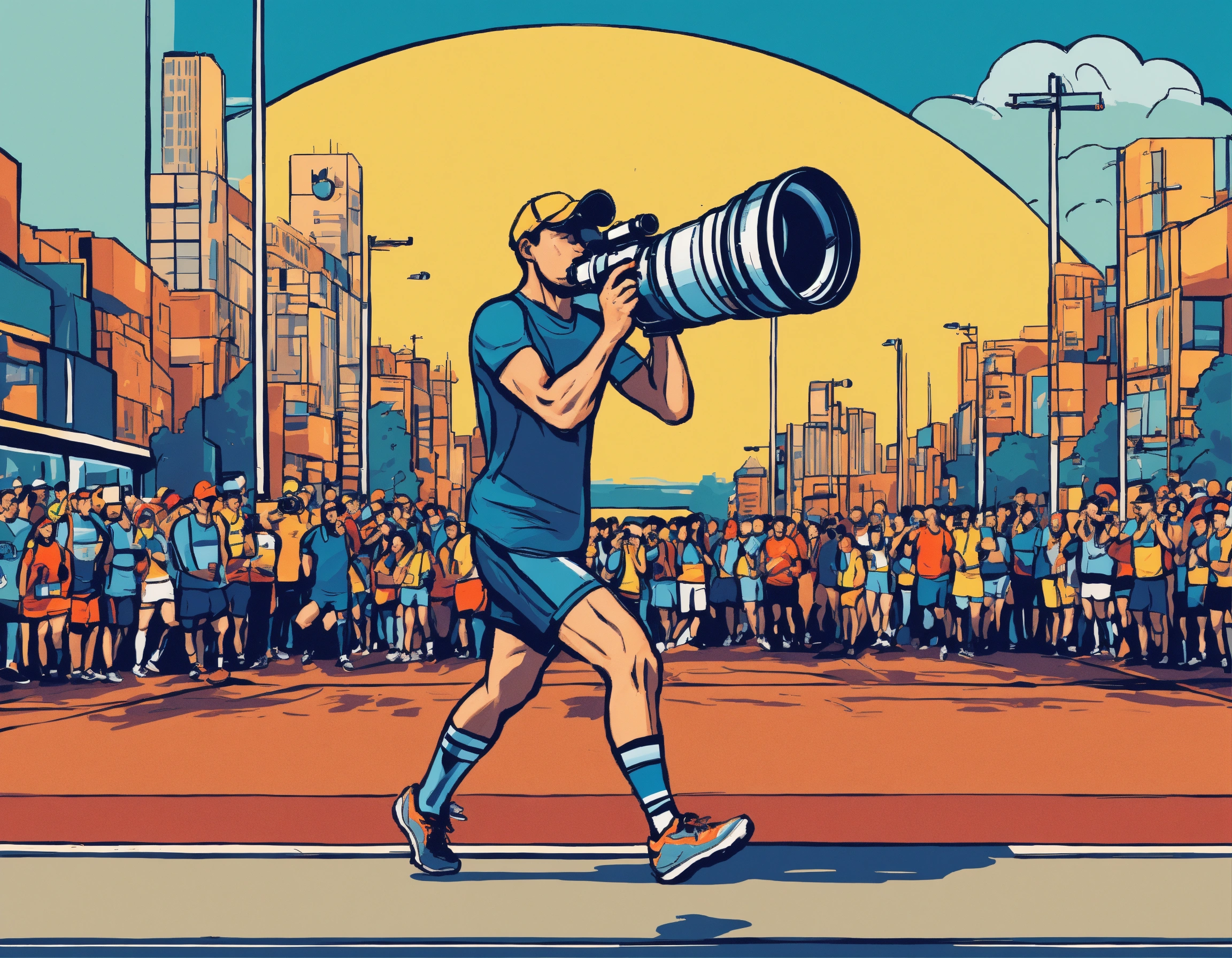 Lexica - Photographer with a giant telephoto lens, disproportionate ...