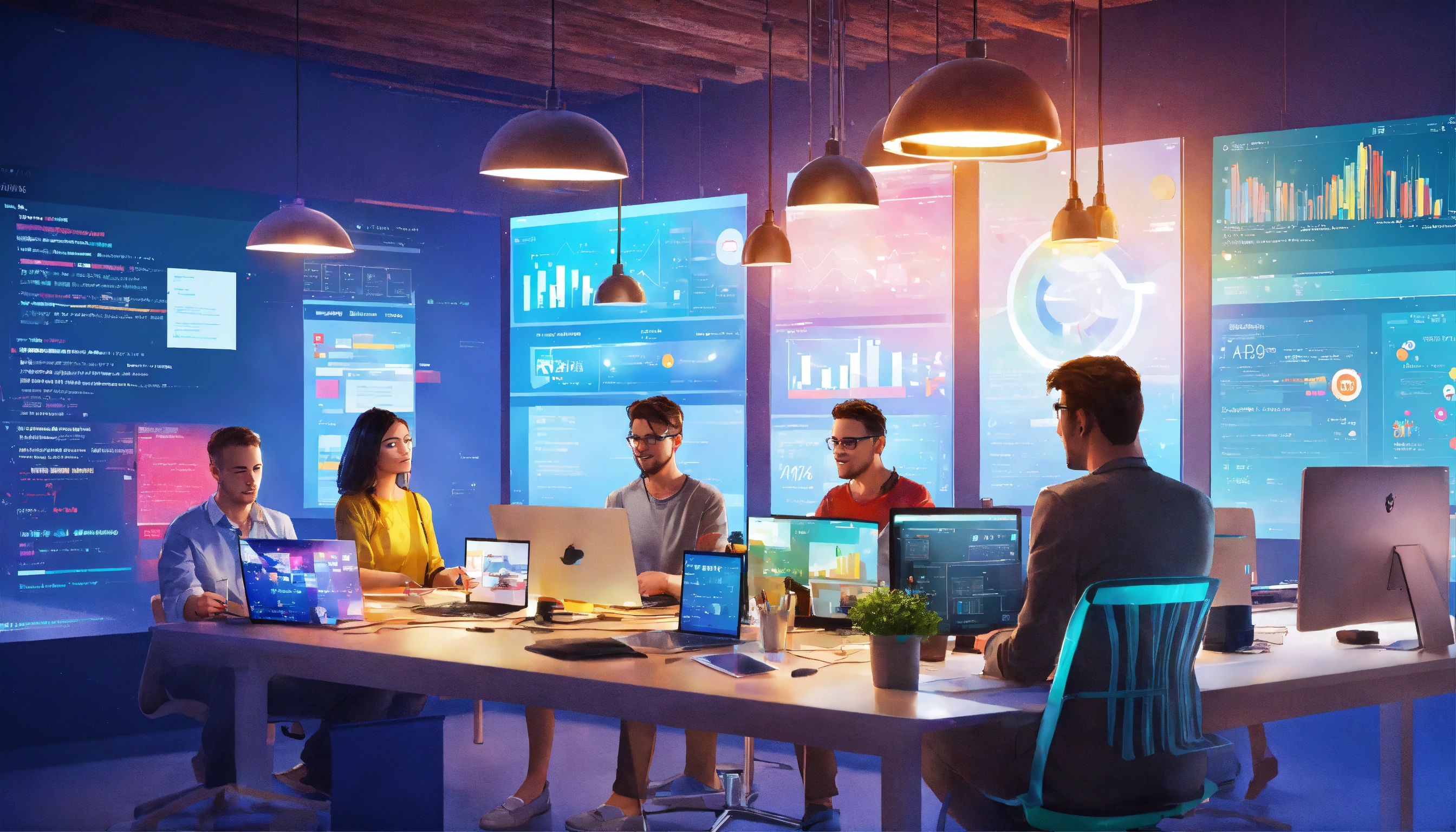 Lexica - Bright image of people working on digital marketing campaigns ...