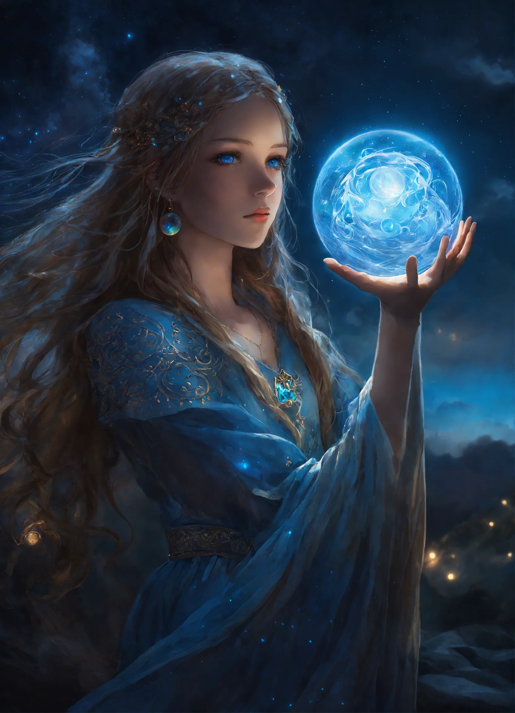 Lexica - Girl holding a mysterios glowing orb
