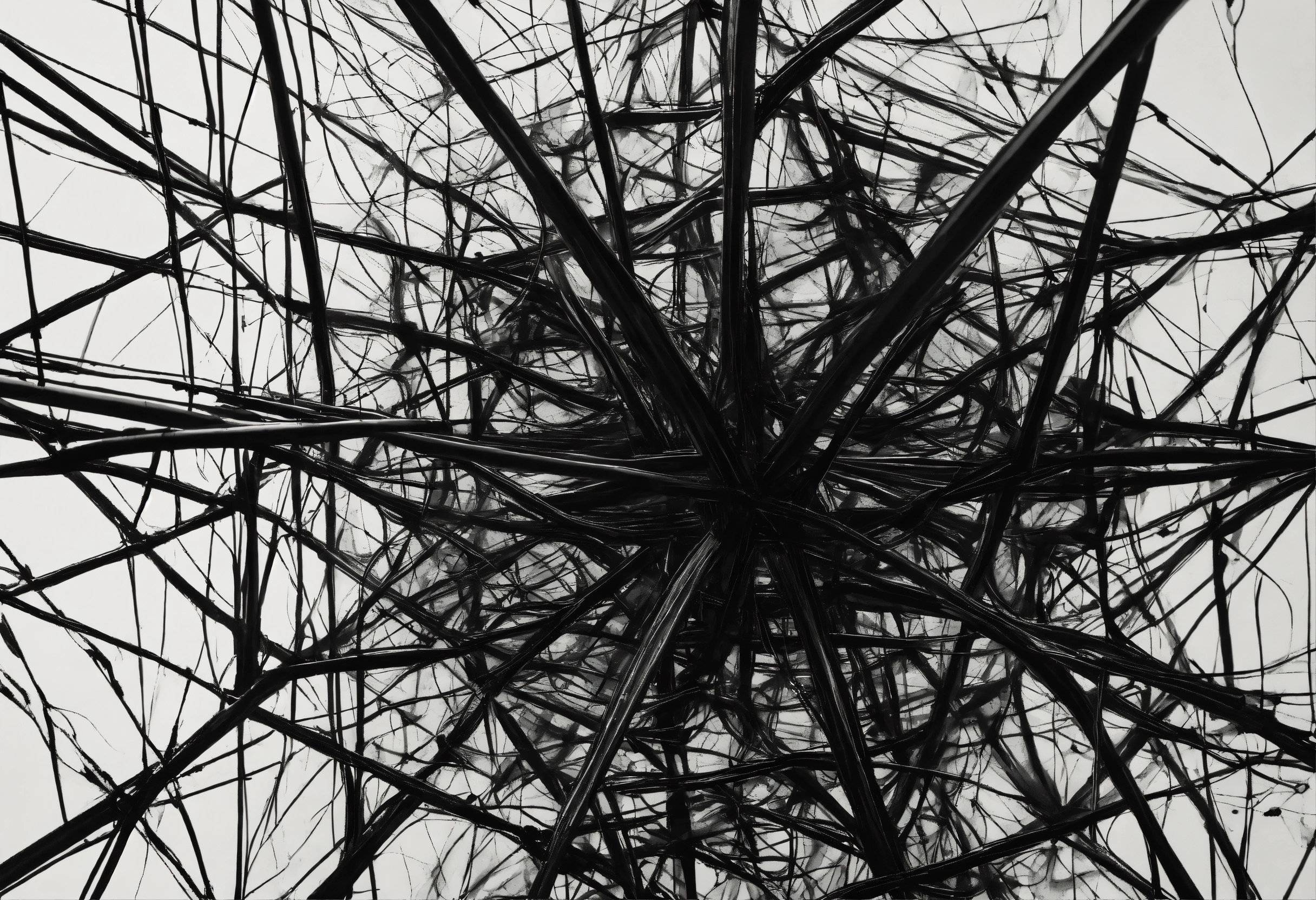 Lexica - A tangled web of black lines on a white canvas, creating a ...