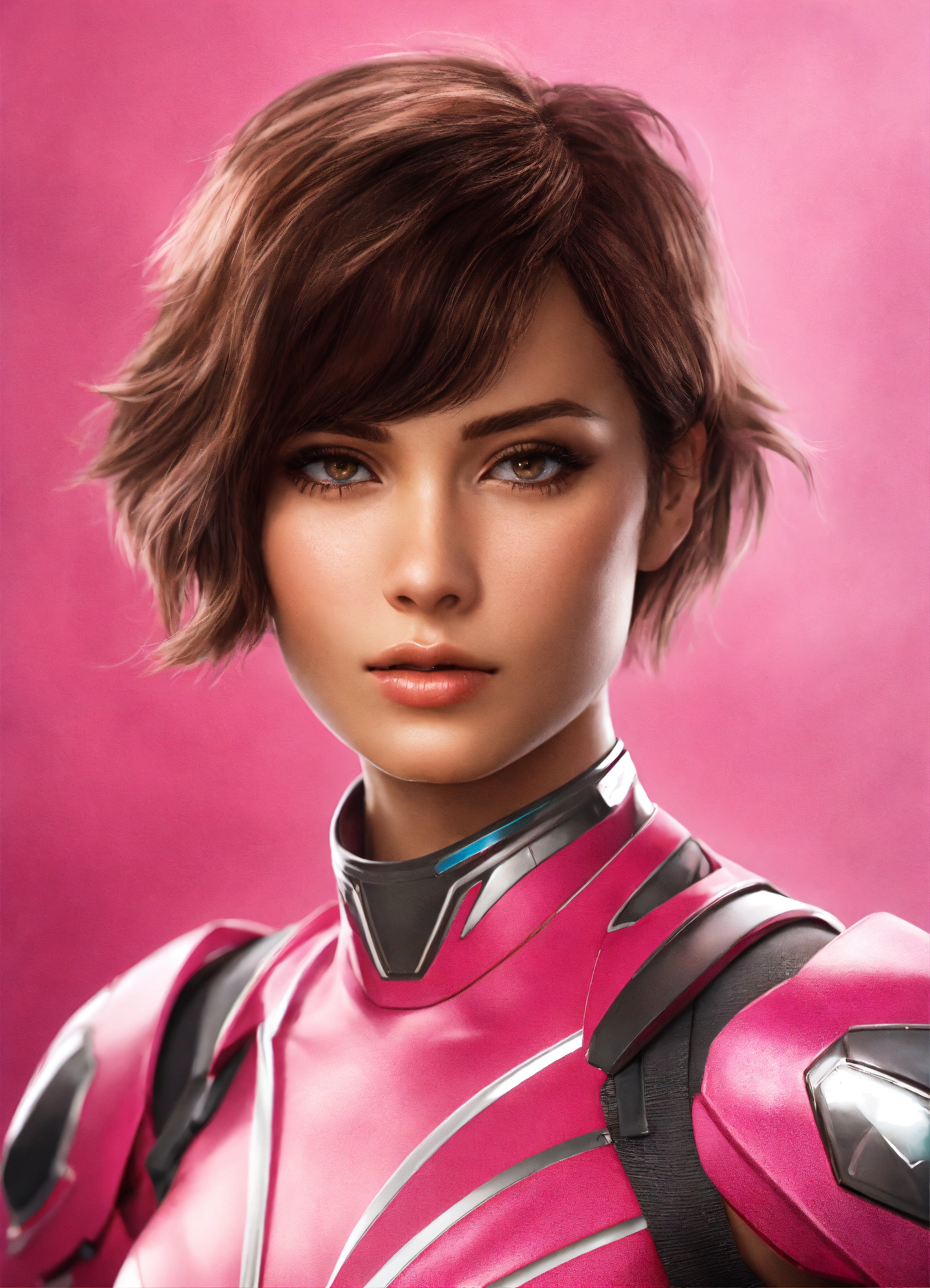 Lexica - Realistic image of the pink power ranger. She is a female in ...