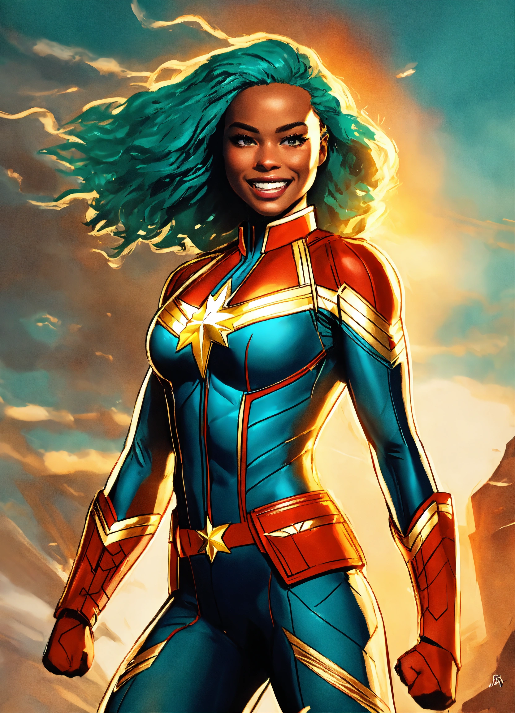 Lexica - Sing style, African American Captain Marvel, well defined ...